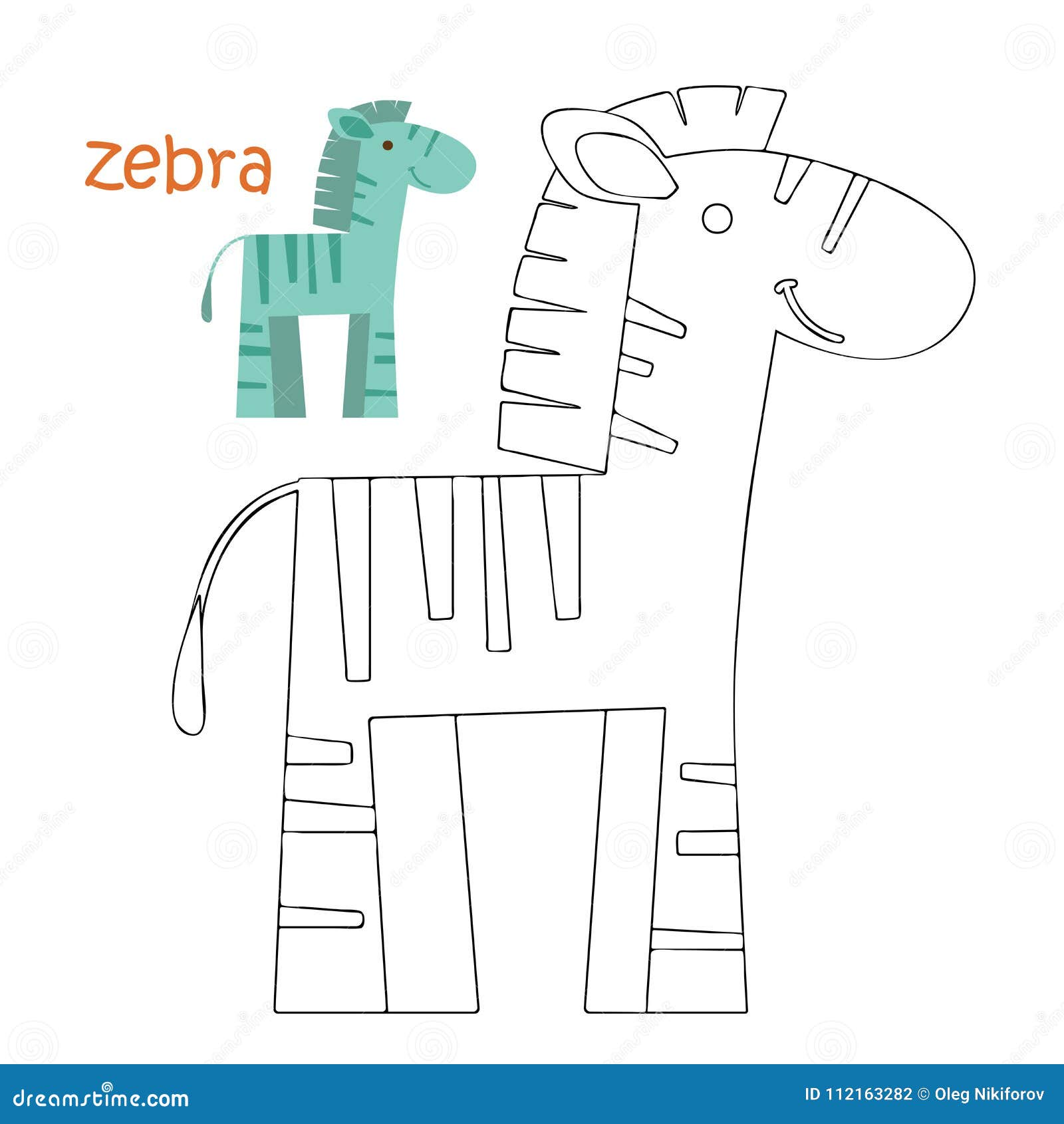 Kids coloring page - zebra stock vector. Illustration of draw - 112163282