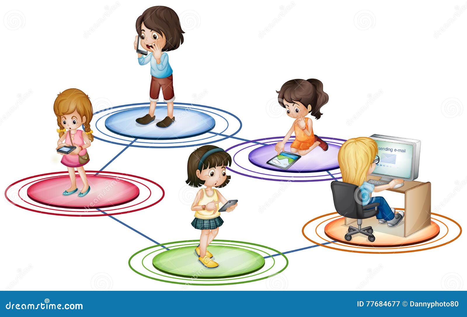 Kids and Communication Devices Stock Vector - Illustration of cell ...