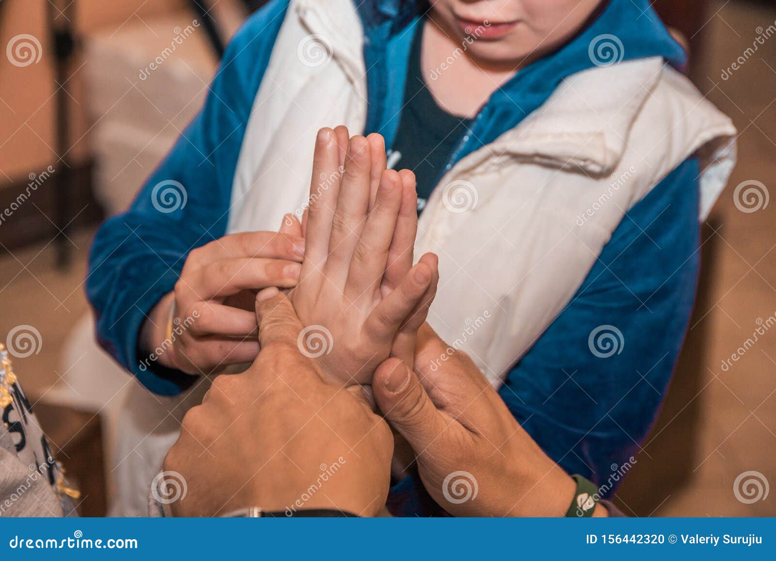Comparing hand sizes stock photo. Image of mother, daughter - 156442320
