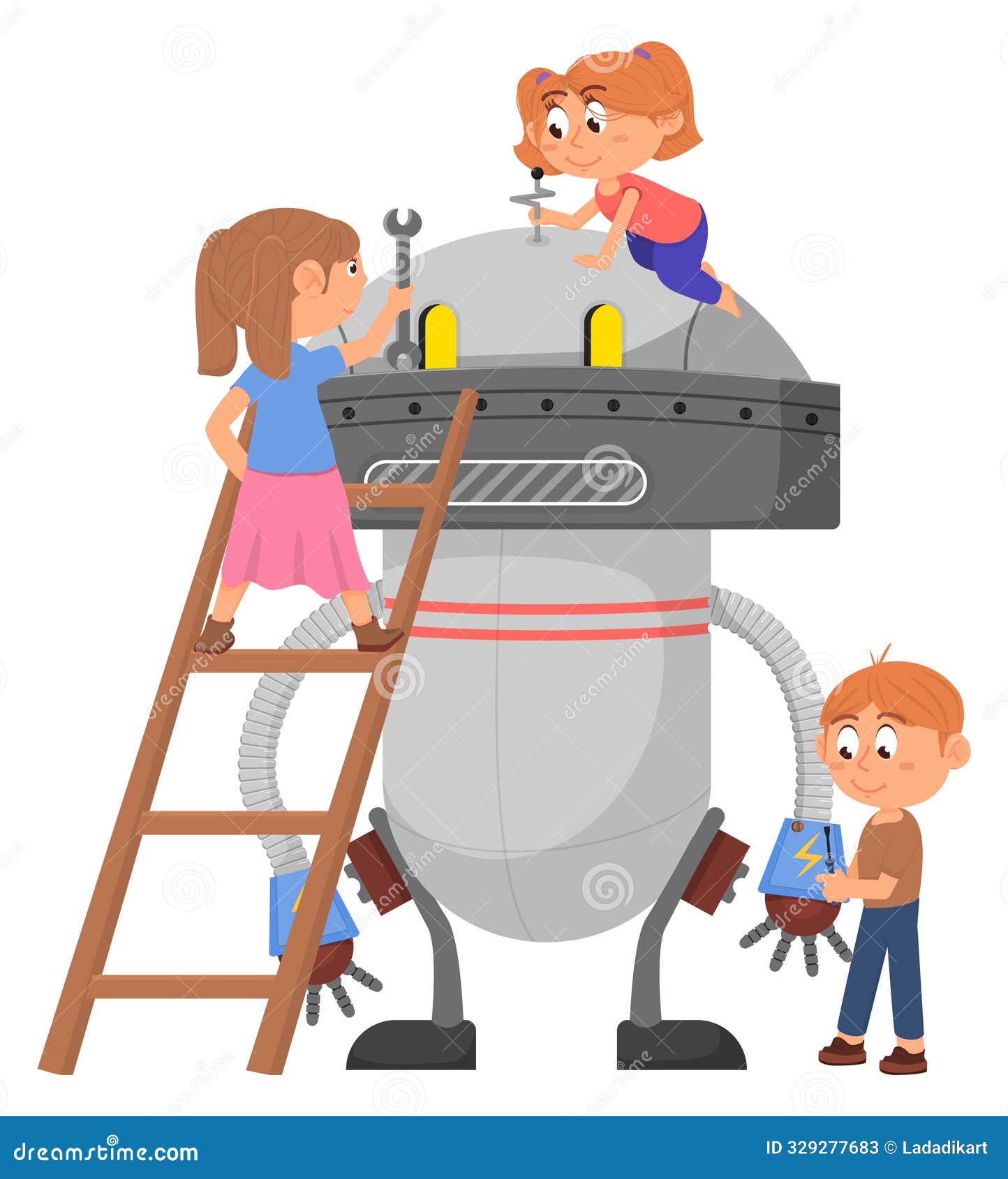 Kids Constructing Big Robot. Children Engineering and Learning ...