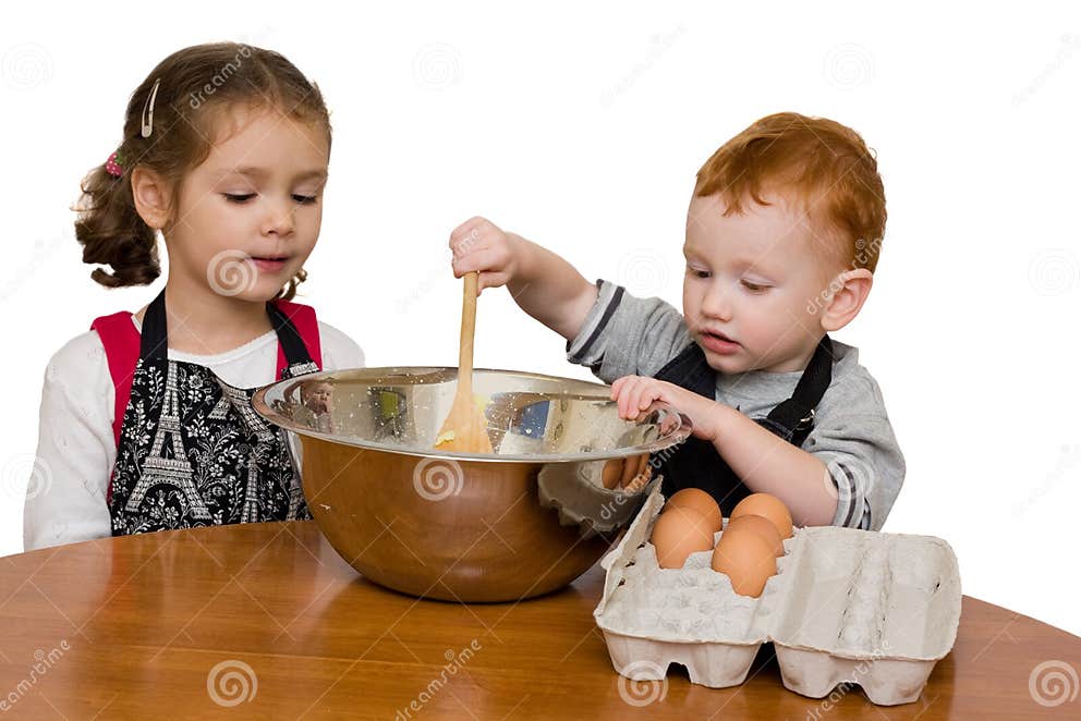 Kids cooking stock image. Image of cake, help, making - 14102891