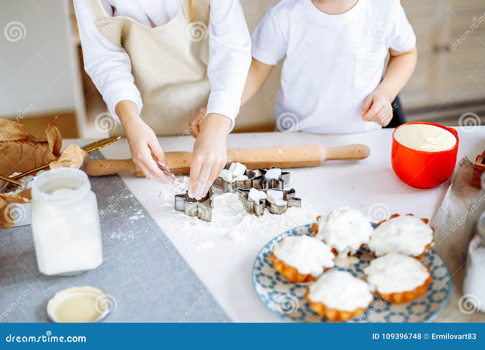 Kids Cooking Baking Cookies Kitchen Concept Stock Photo - Image of ...