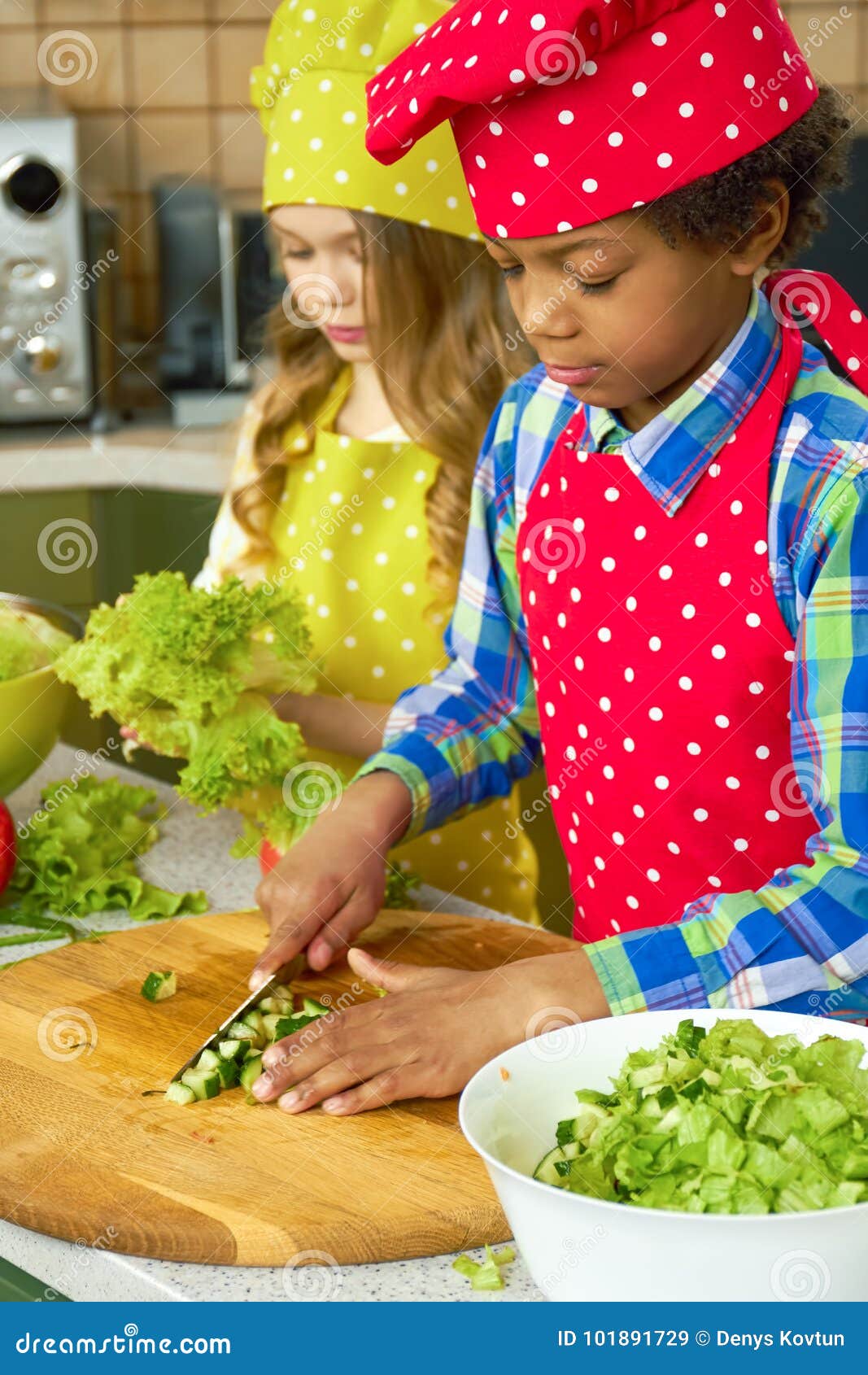 Kids Cooking in the Kitchen. Stock Image - Image of cooking, cutting ...