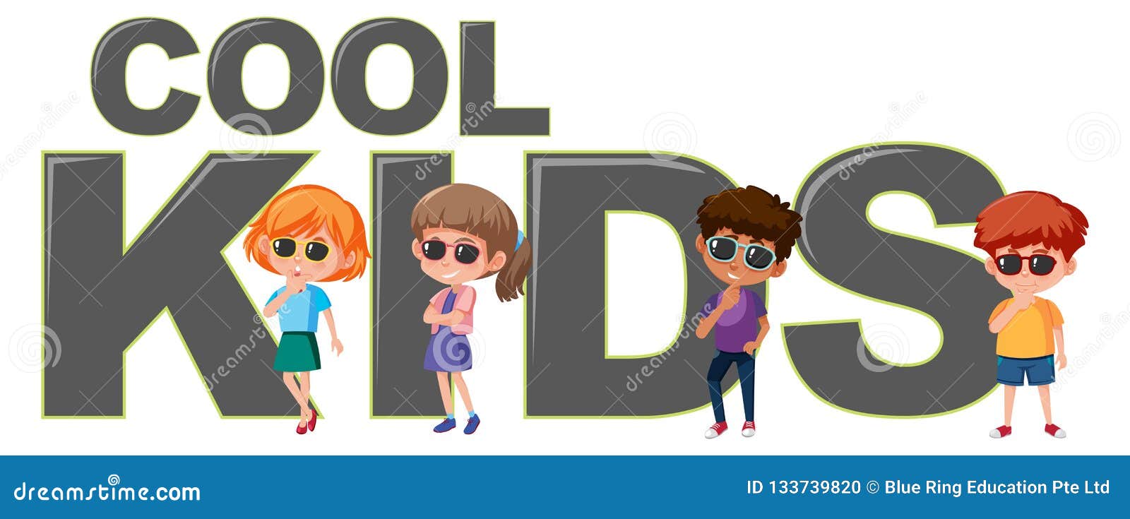Kids with cool kids icon stock vector. Illustration of typographic ...
