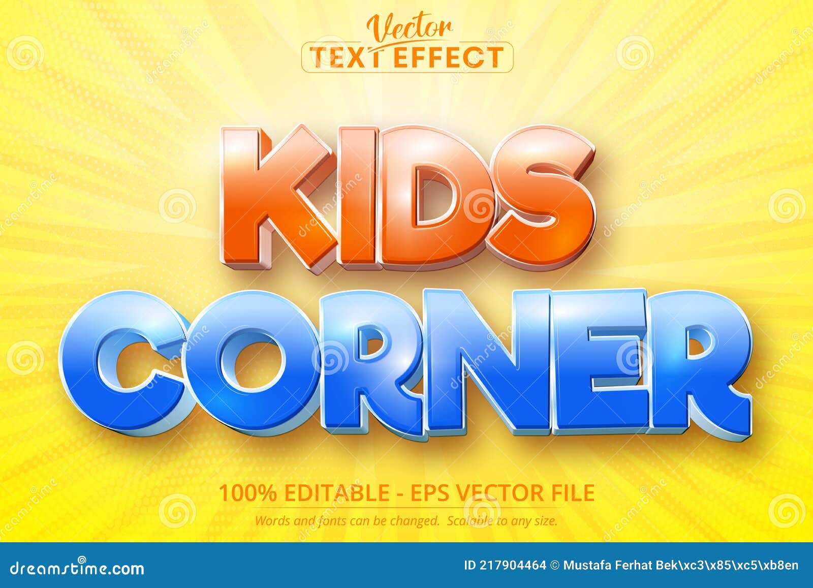 Kids Corner Text, Cartoon Style Editable Text Effect Stock Vector ...