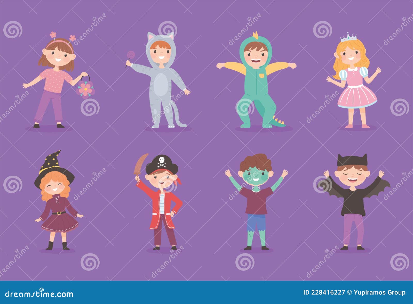 Kids with costumes stock vector. Illustration of adorable - 228416227