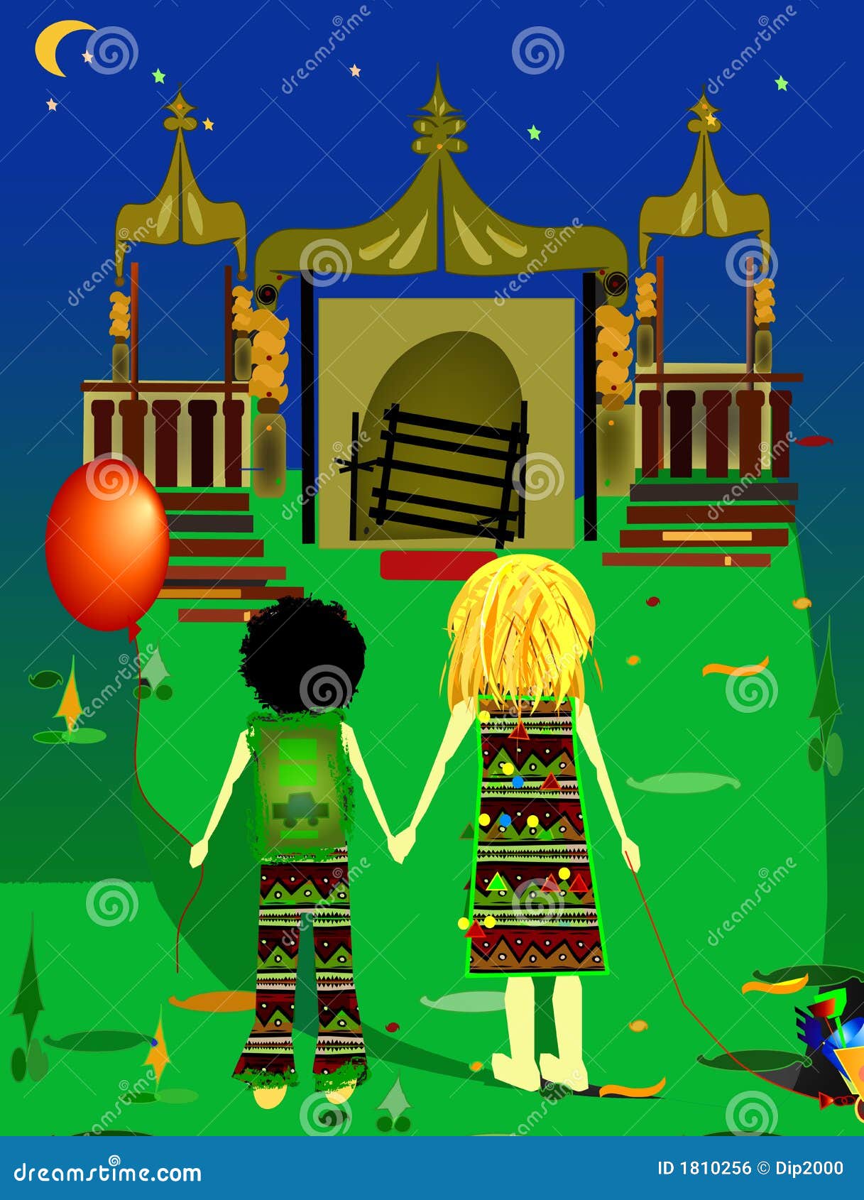 Kids at countryside stock illustration. Illustration of children - 1810256