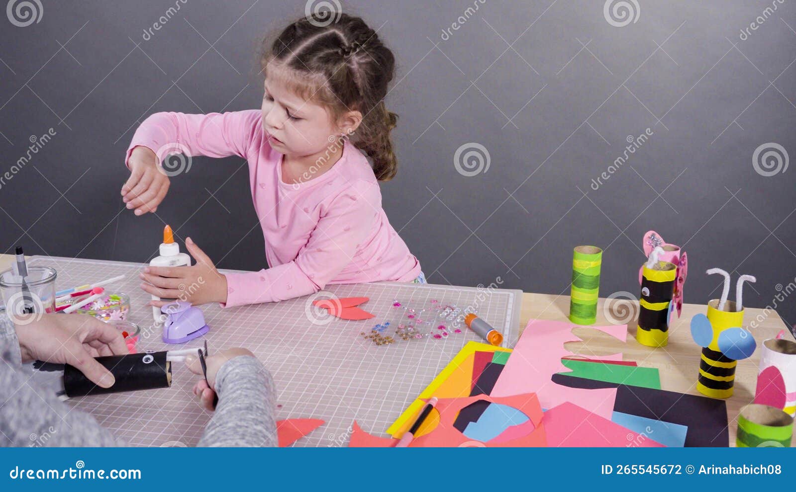 Kids craft project stock photo. Image of covid19, brown - 265545672