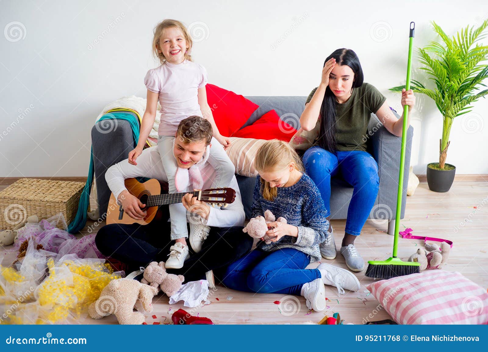 Kids Created a Mess at Home Stock Photo - Image of happy, play: 95211768