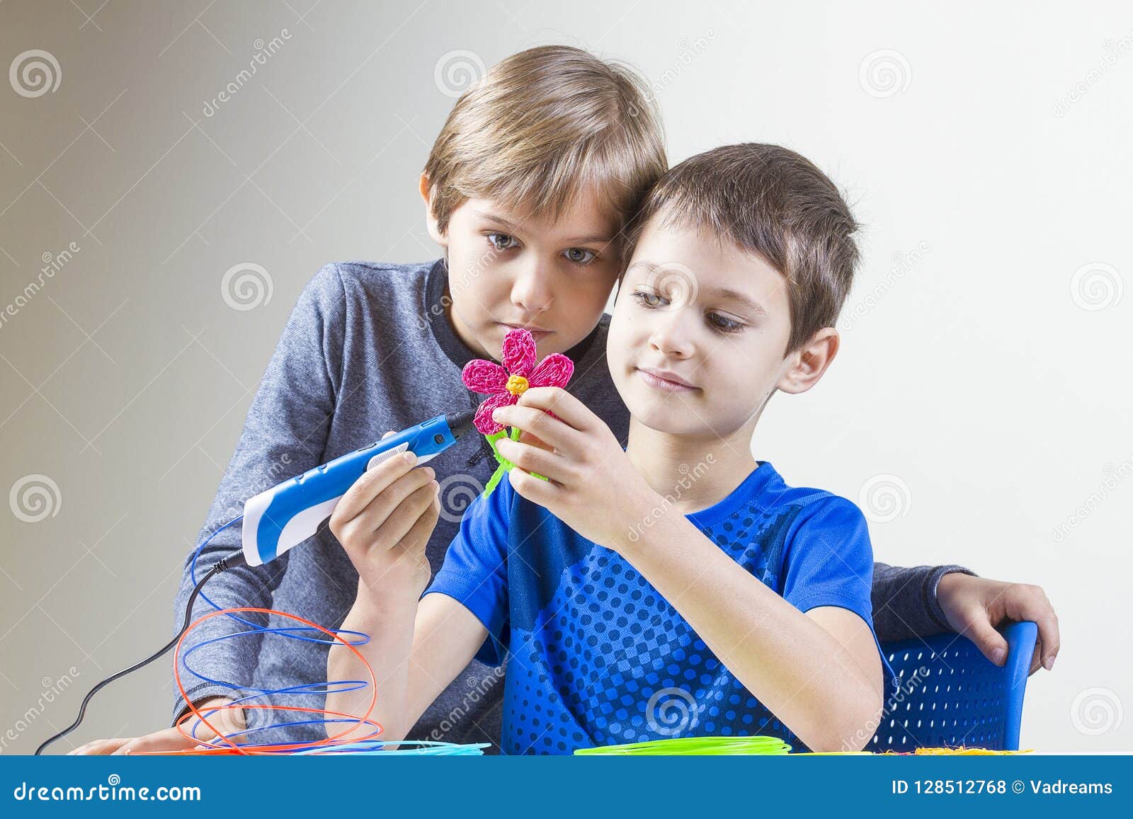 Two Boys Creating with 3d Printing Pen Stock Photo - Image of ...