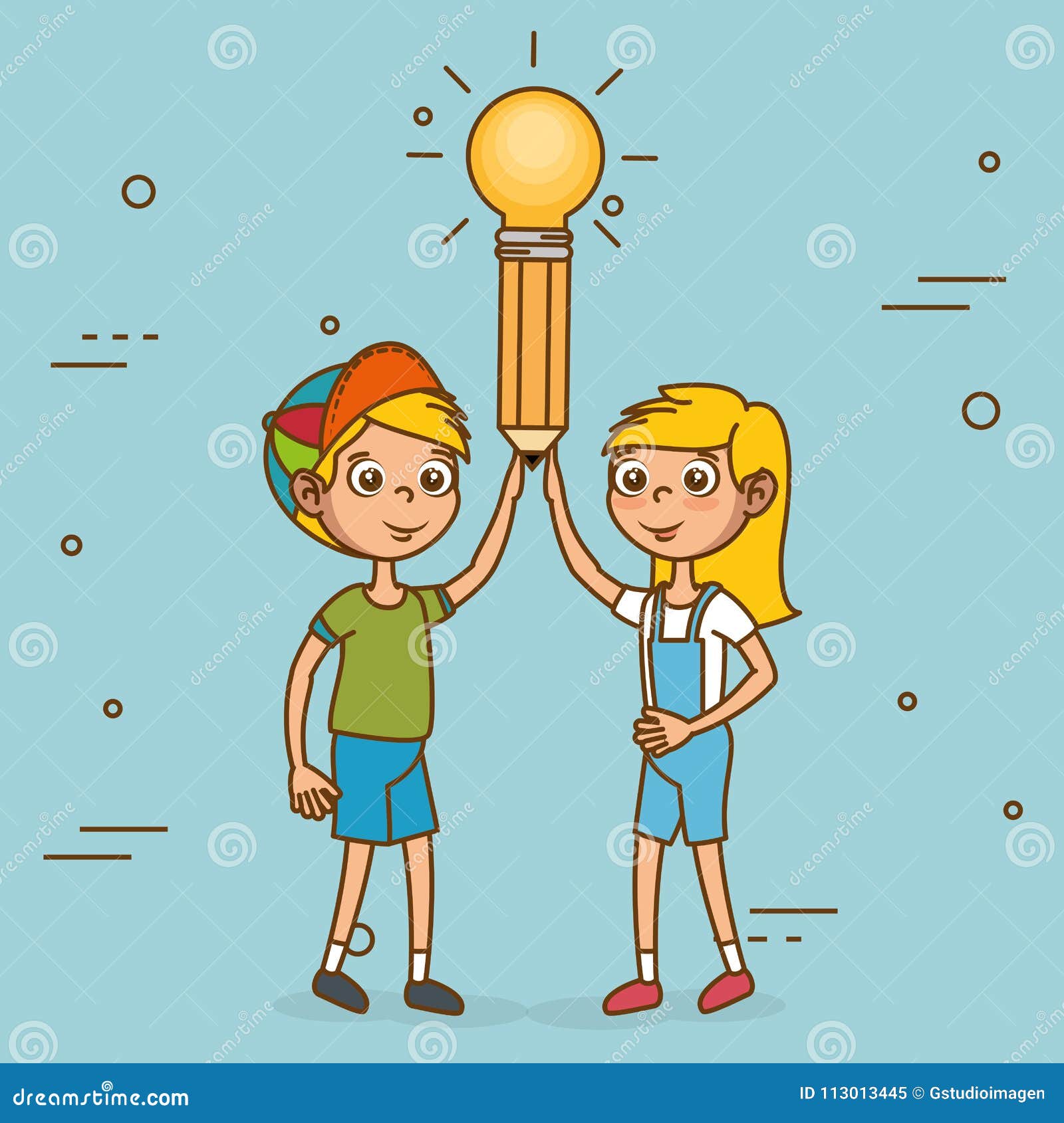 Kids with Creative Big Idea Stock Vector - Illustration of smart, child ...
