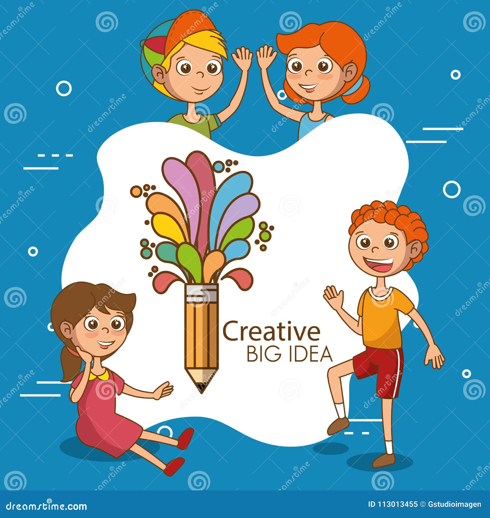 Kids with Creative Big Idea Stock Vector - Illustration of character ...