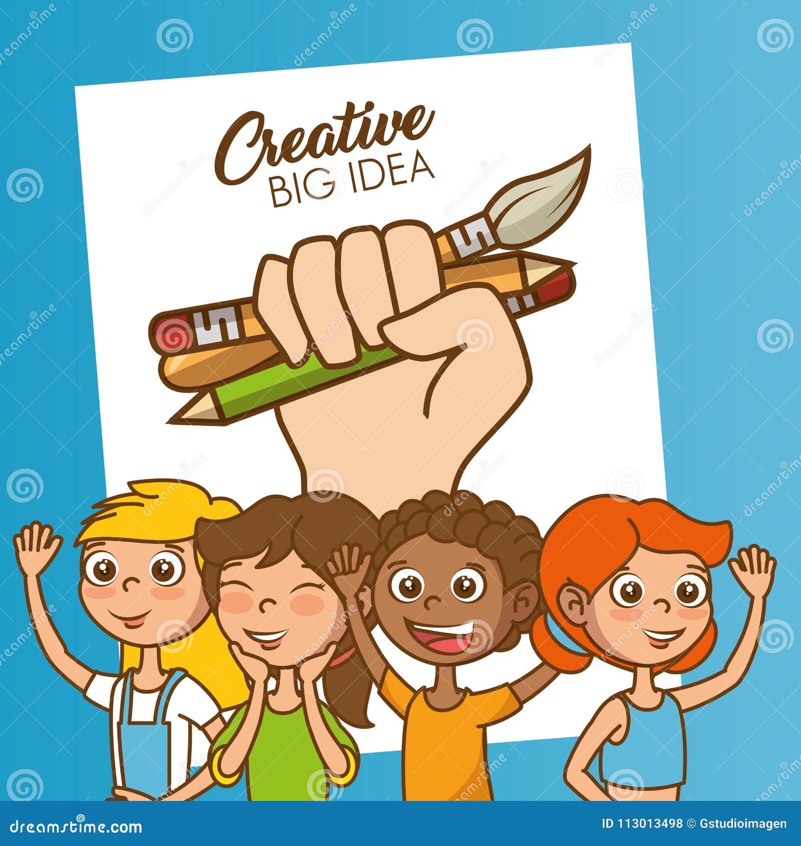 Kids with Creative Big Idea Stock Vector - Illustration of great ...