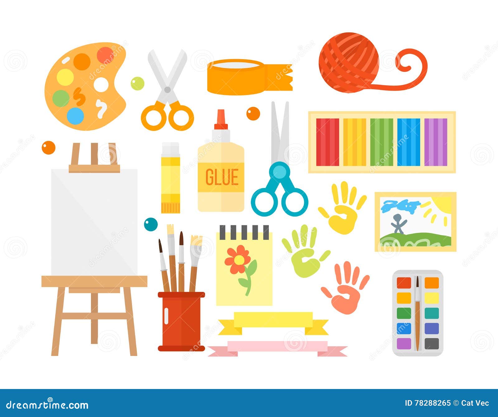 Kids Creativity Creation Symbols Vector Set. Stock Vector ...