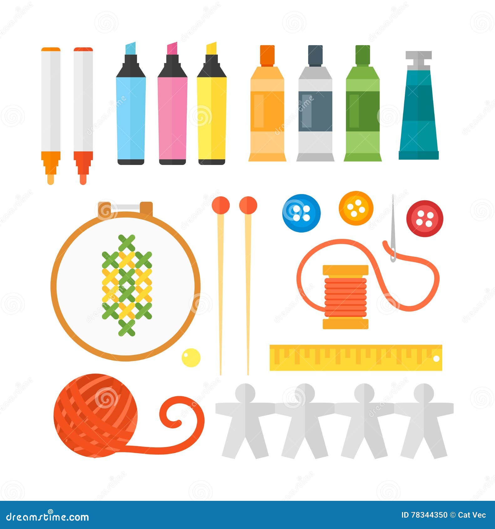 Kids Creativity Creation Symbols Vector Set. Stock Vector ...