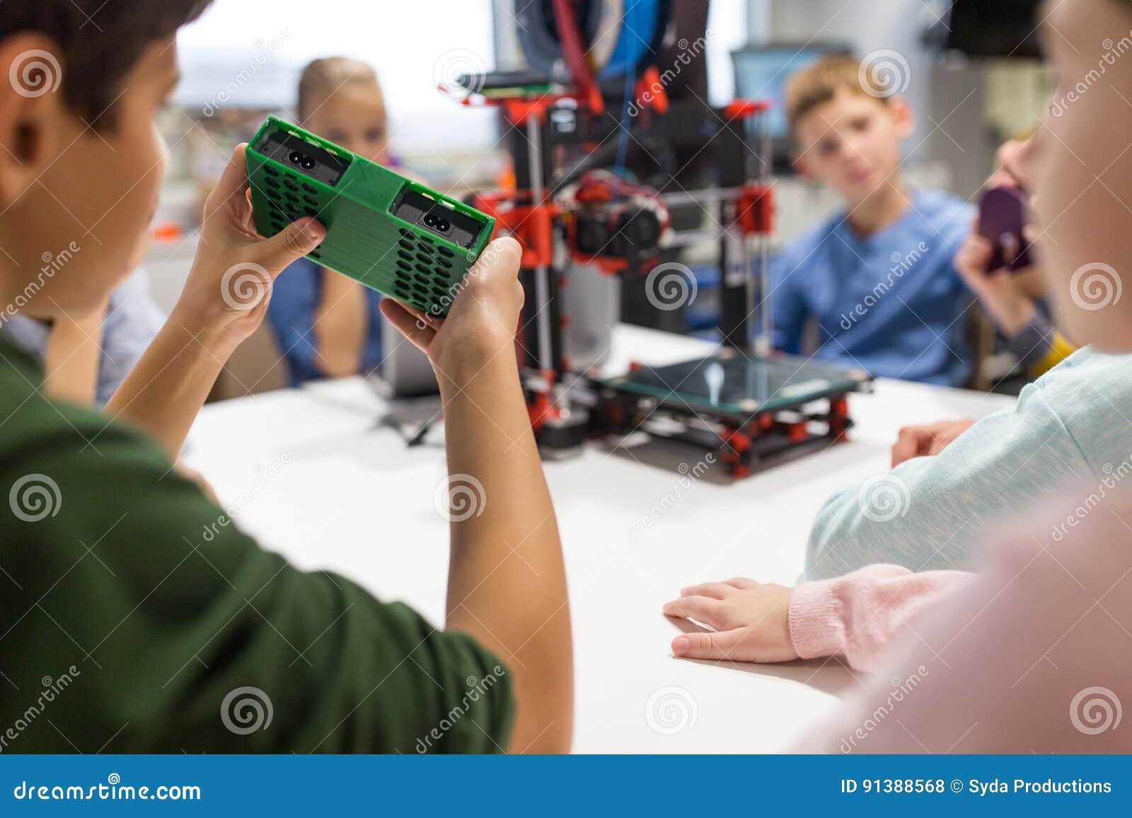 Kids with 3d Printer Part at Robotics School Stock Photo - Image of ...