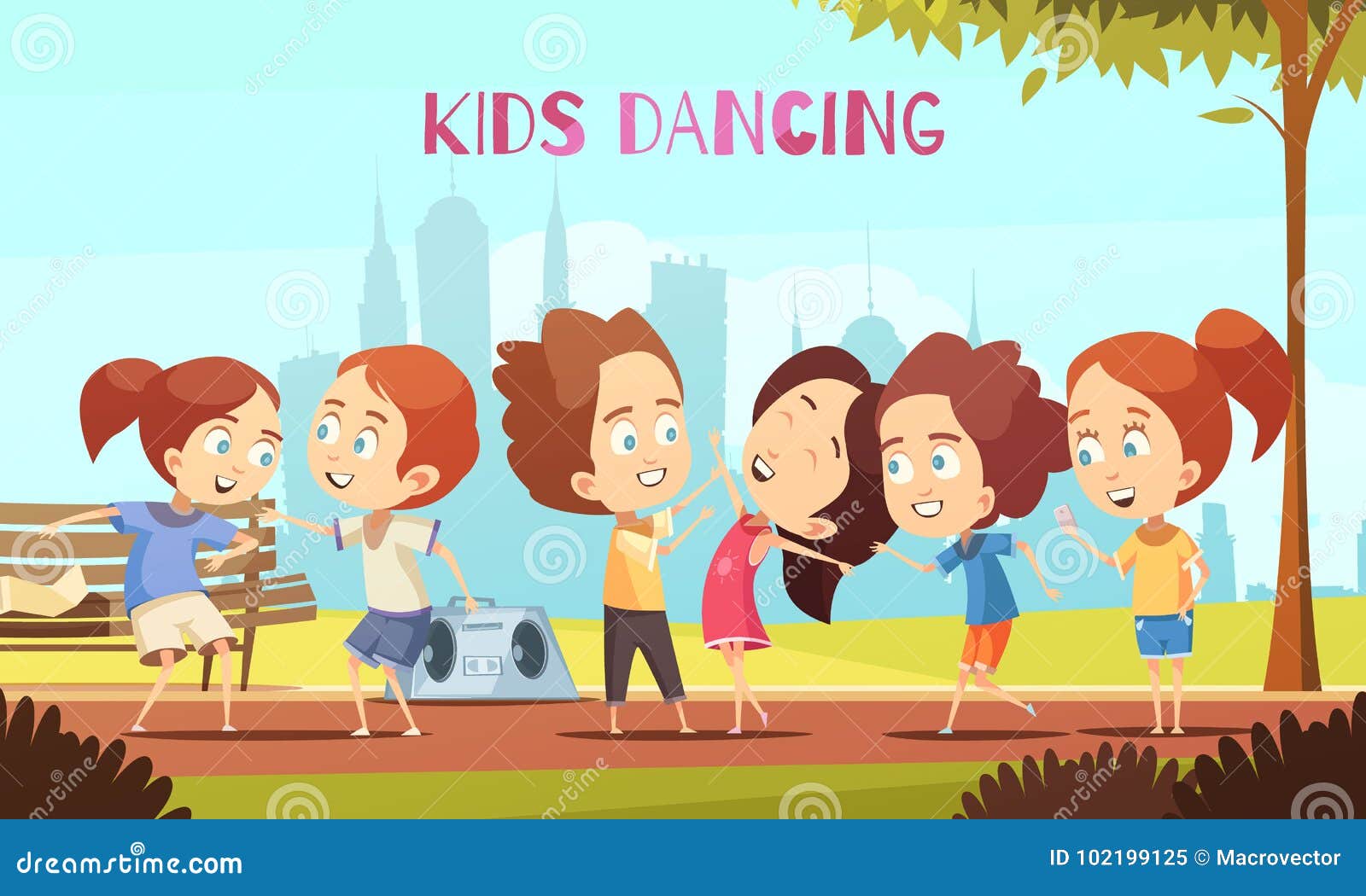 Kids Dancing Vector Illustration Stock Vector - Illustration of girl ...