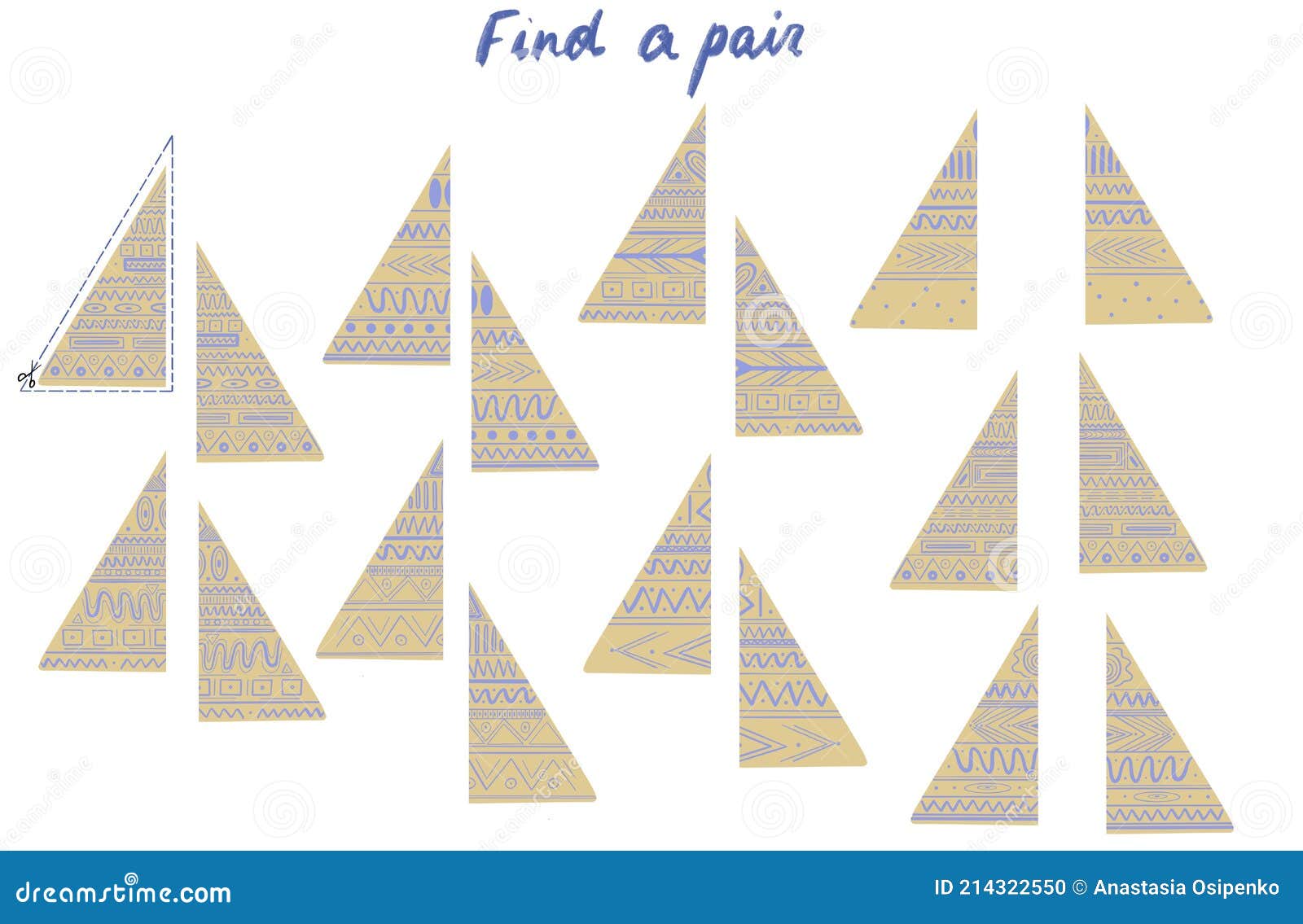 Children S Educational Game Logical Task To Cut and Find a Pair for a ...