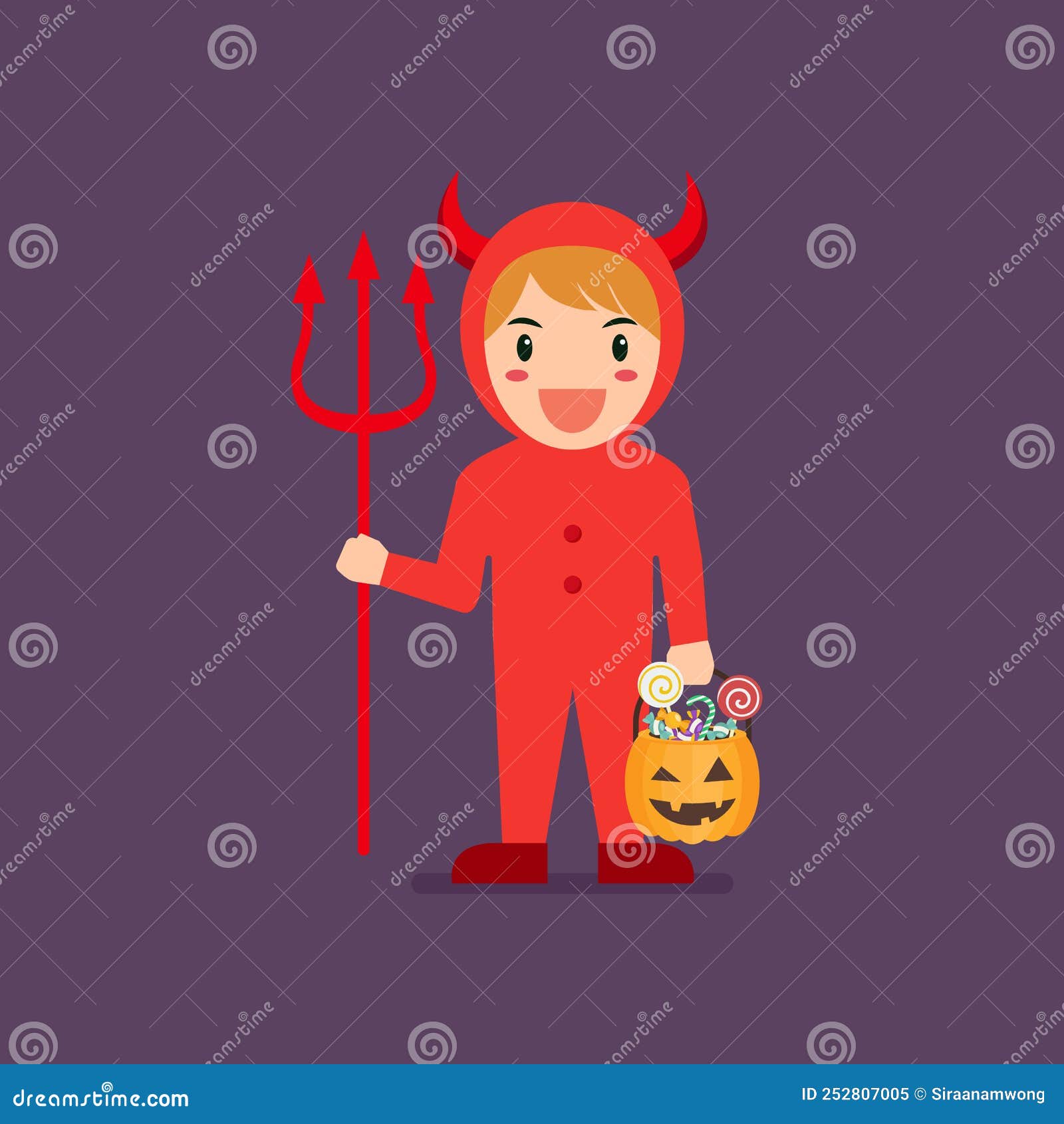 Kids in Devil Halloween Costume Stock Vector - Illustration of child ...