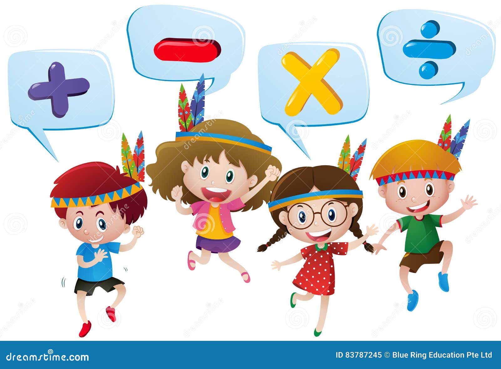 Kids And Different Math Signs Cartoon Vector | CartoonDealer.com #83787245