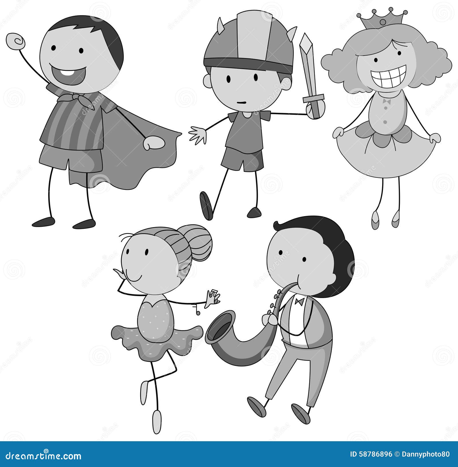 Kids In Different Role Play Stock Vector - Image: 58786896