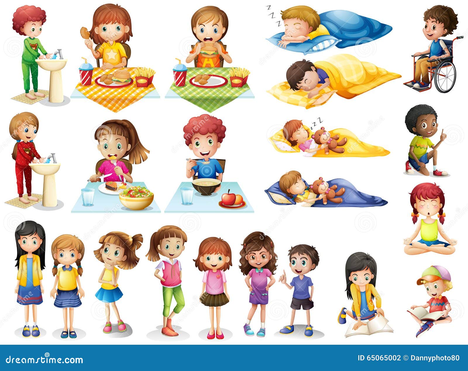 Daily Routines For Kids, Set Of Little Child Daily Activities, Vector ...