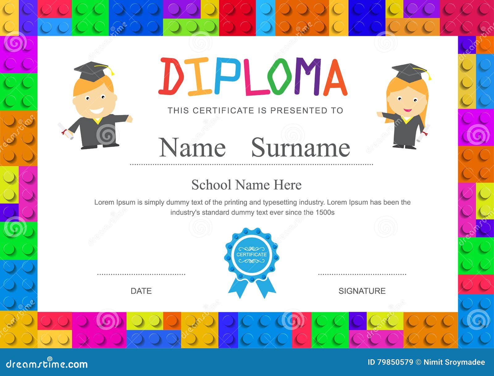 Preschool Elementary School Kids Diploma Certificate Background Vector ... Preschool Elementary School Kids Diploma Certificate Background Vector ...