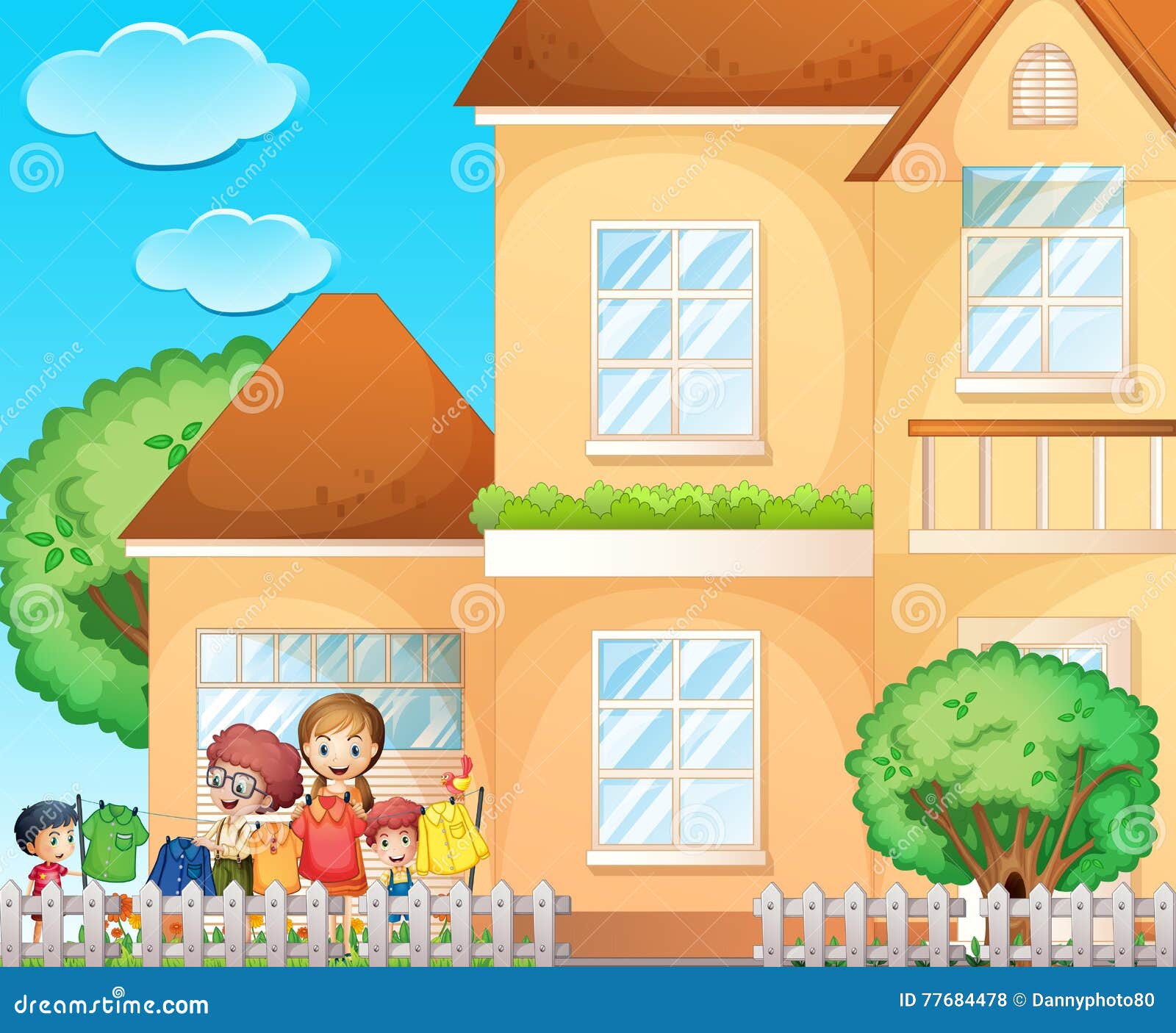 Kids doing chore at home stock vector. Illustration of youth - 77684478