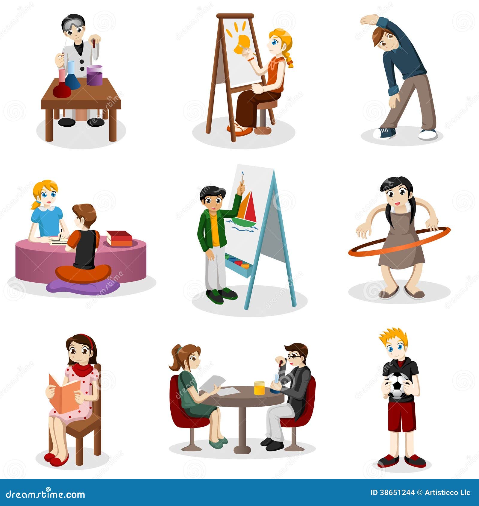 Kids Doing Educational Stuff Stock Vector - Illustration of female ...