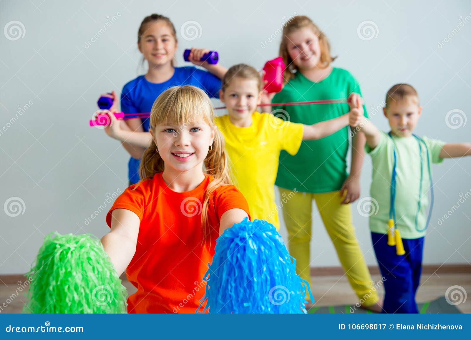 Kids doing exercises stock image. Image of flexibility - 106698017