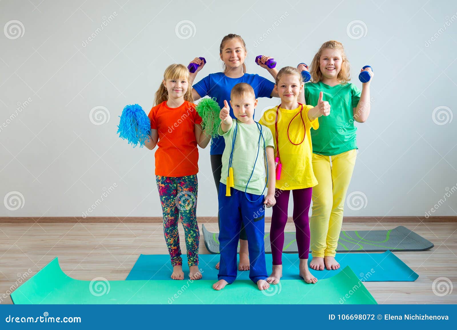 Kids doing exercises stock photo. Image of body, athletic - 106698072