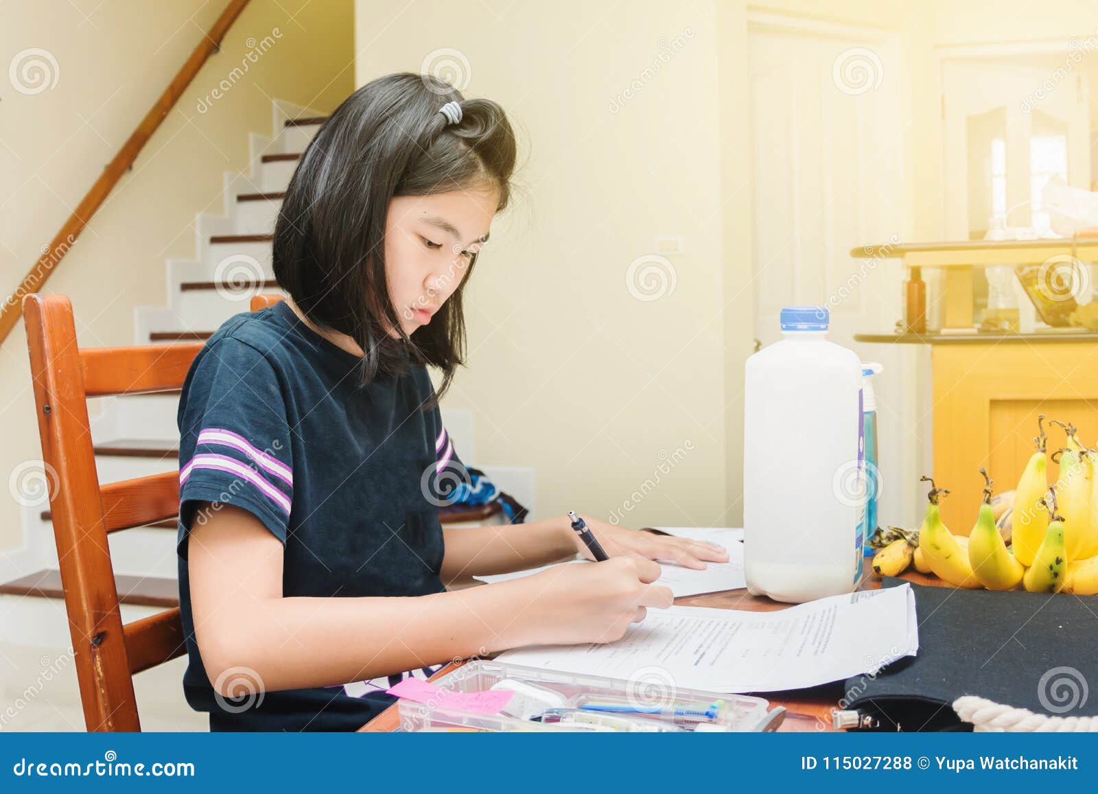 Kids Doing Homework at Home Stock Photo - Image of background, student ...
