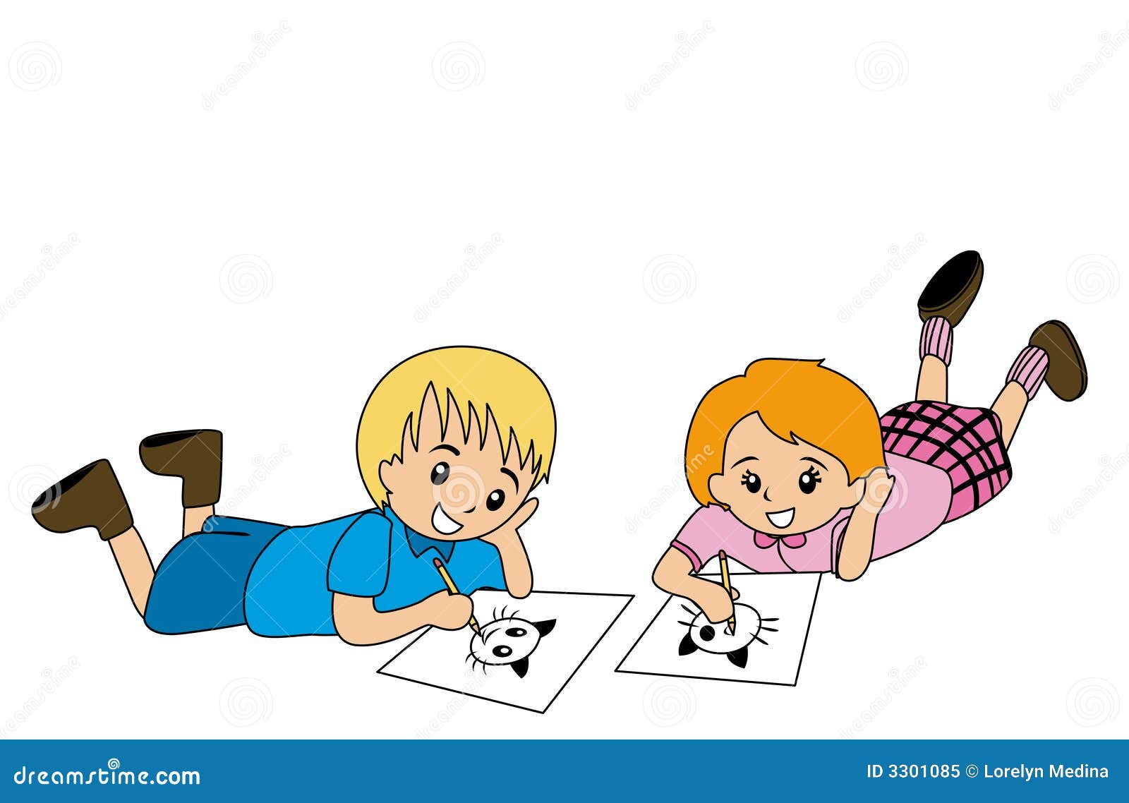 Kids Drawing stock illustration. Illustration of girl - 3301085