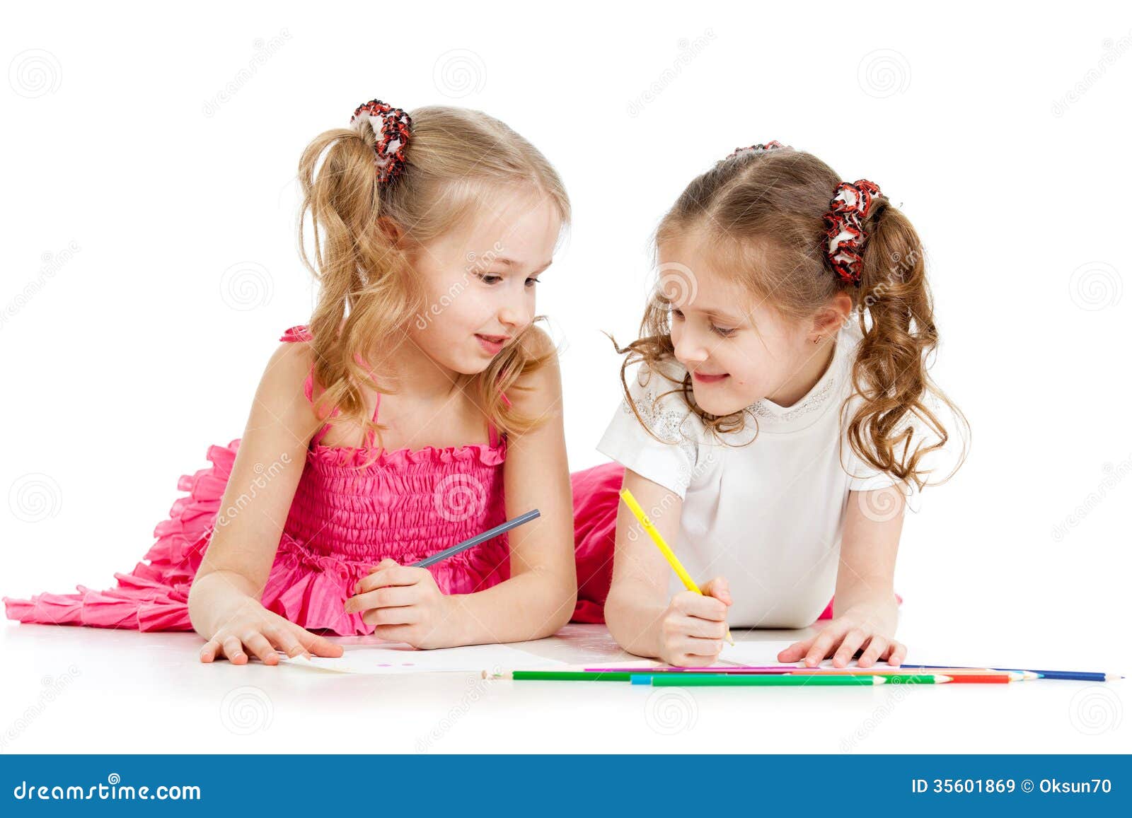 Kids Drawing with Color Pencils Together Stock Image - Image of pencils ...