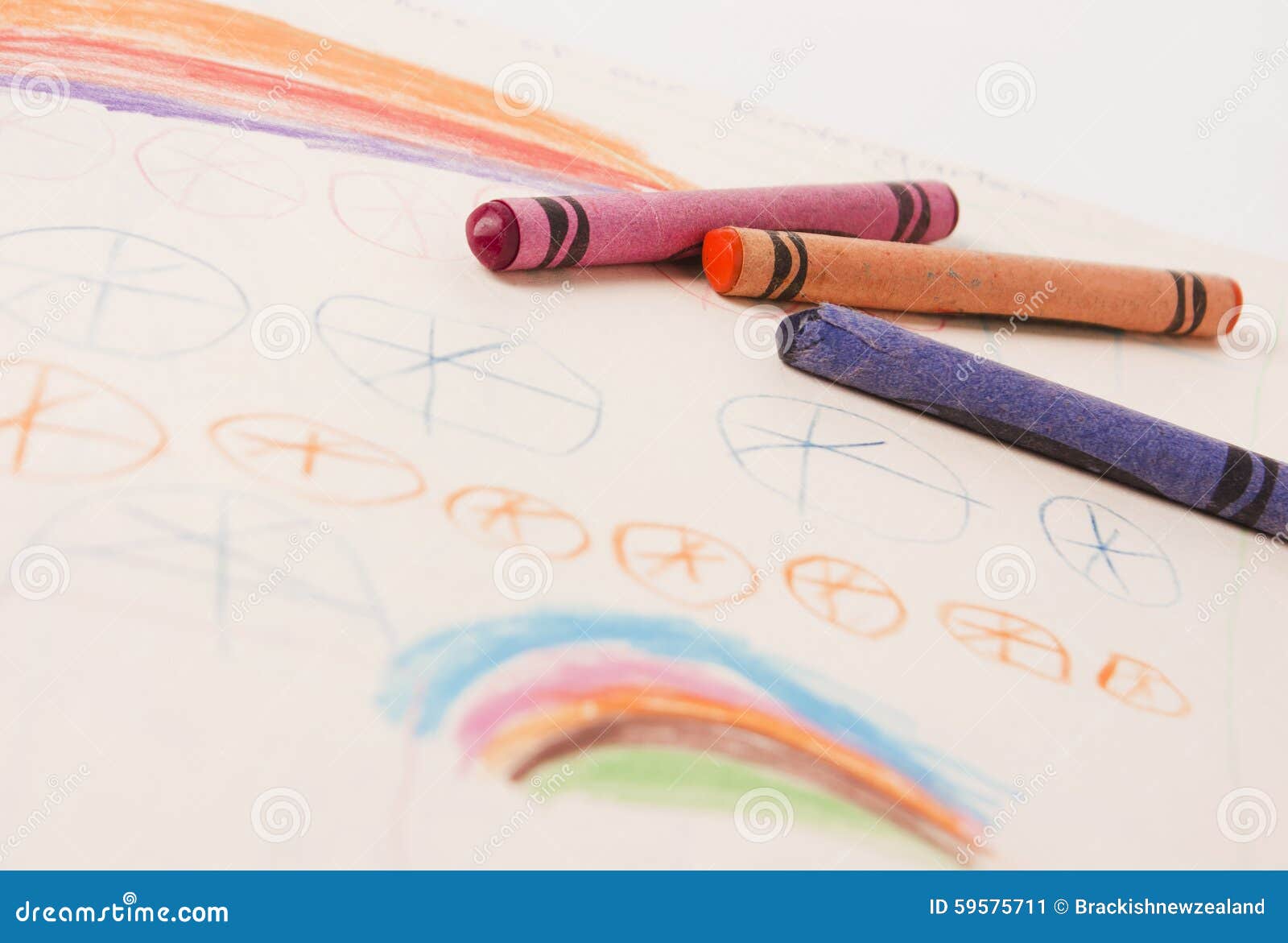 Kids drawing in crayon stock image. Image of pencil, child - 59575711