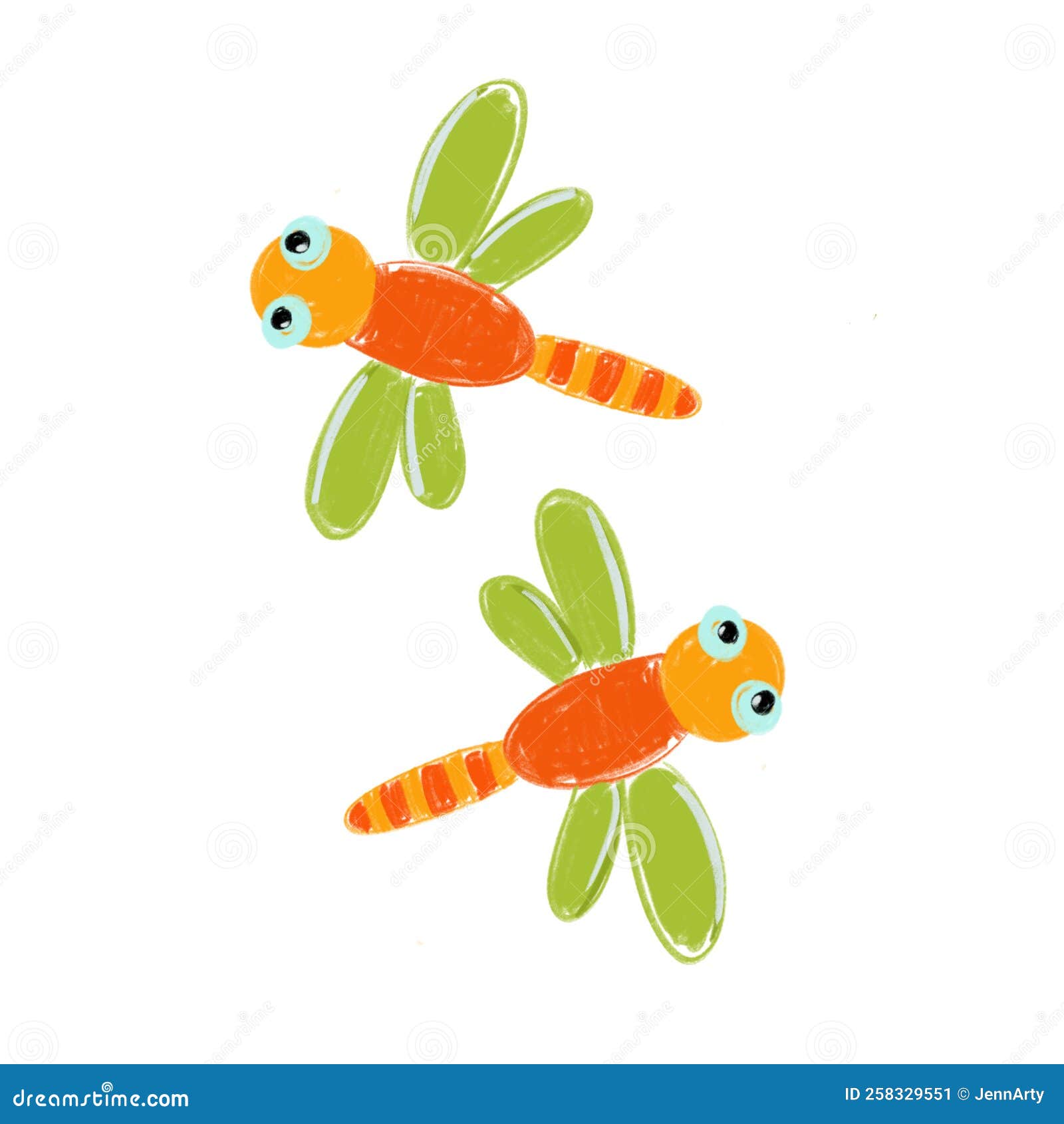 Kids Drawing Dragonfly, Insect. Drawing in Chalk Stock Illustration ...