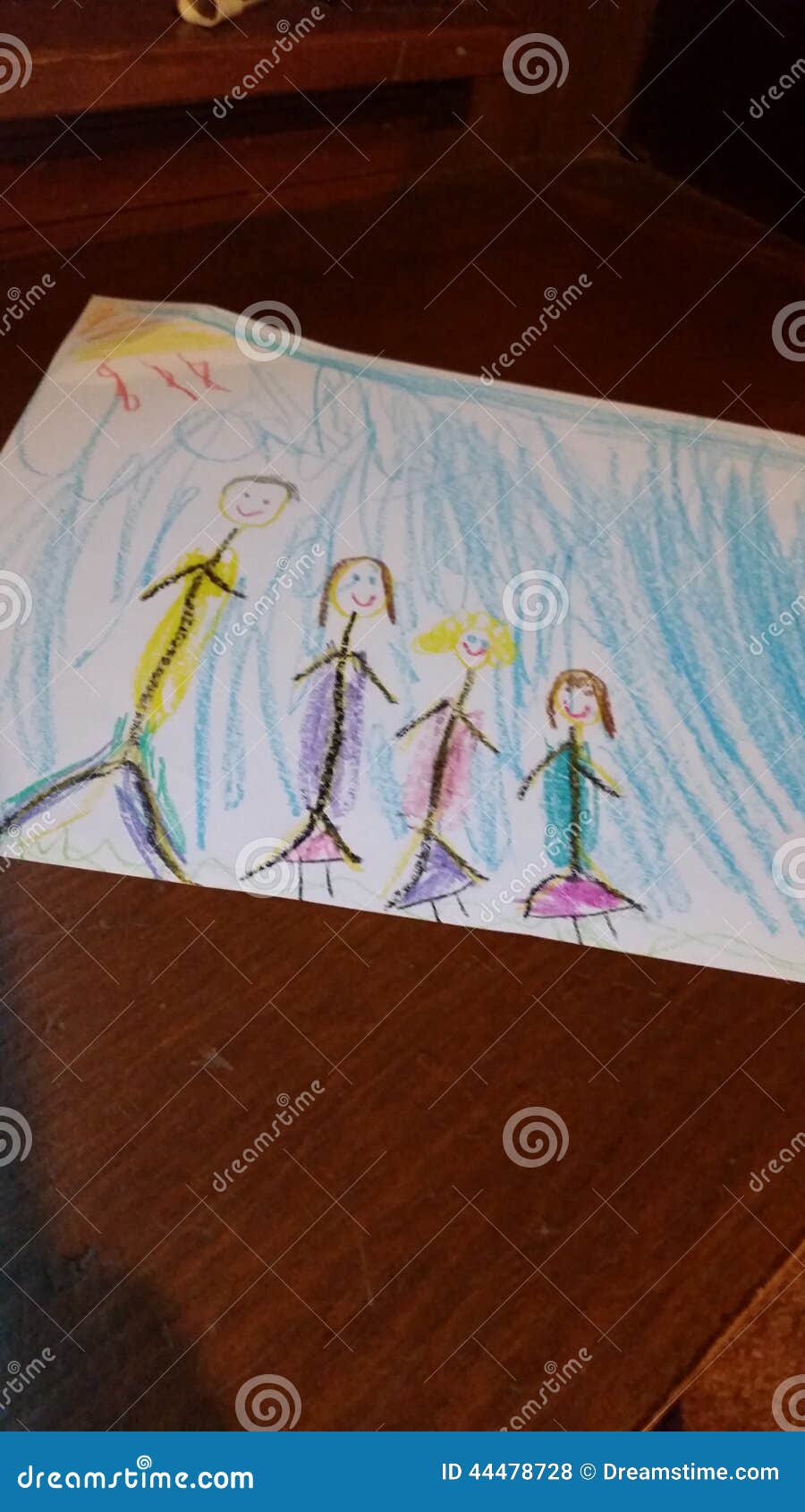 Kids Drawing of Family editorial stock photo. Image of drawing - 44478728