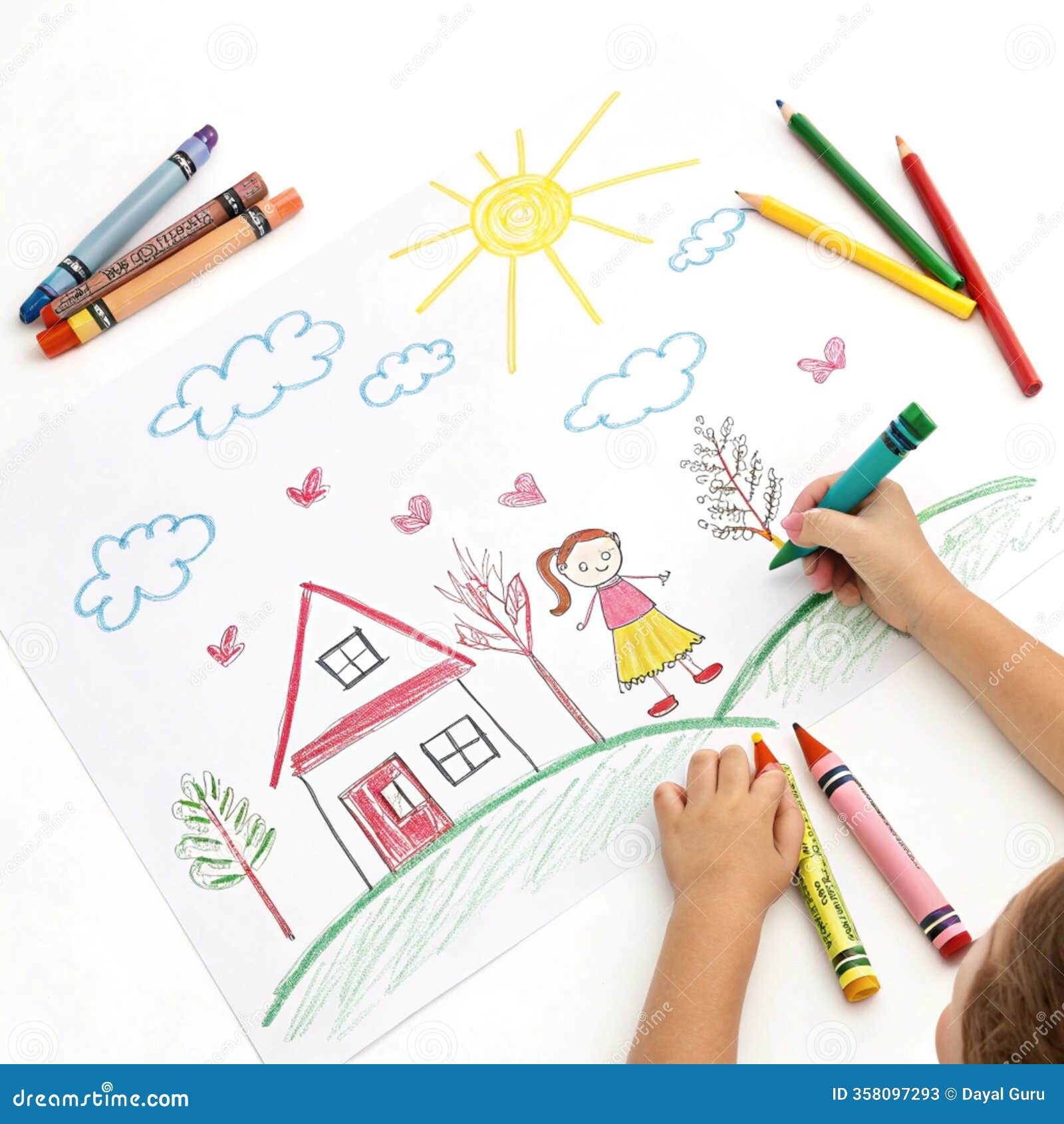 Kids Drawing Illustration on White Background Stock Illustration ...