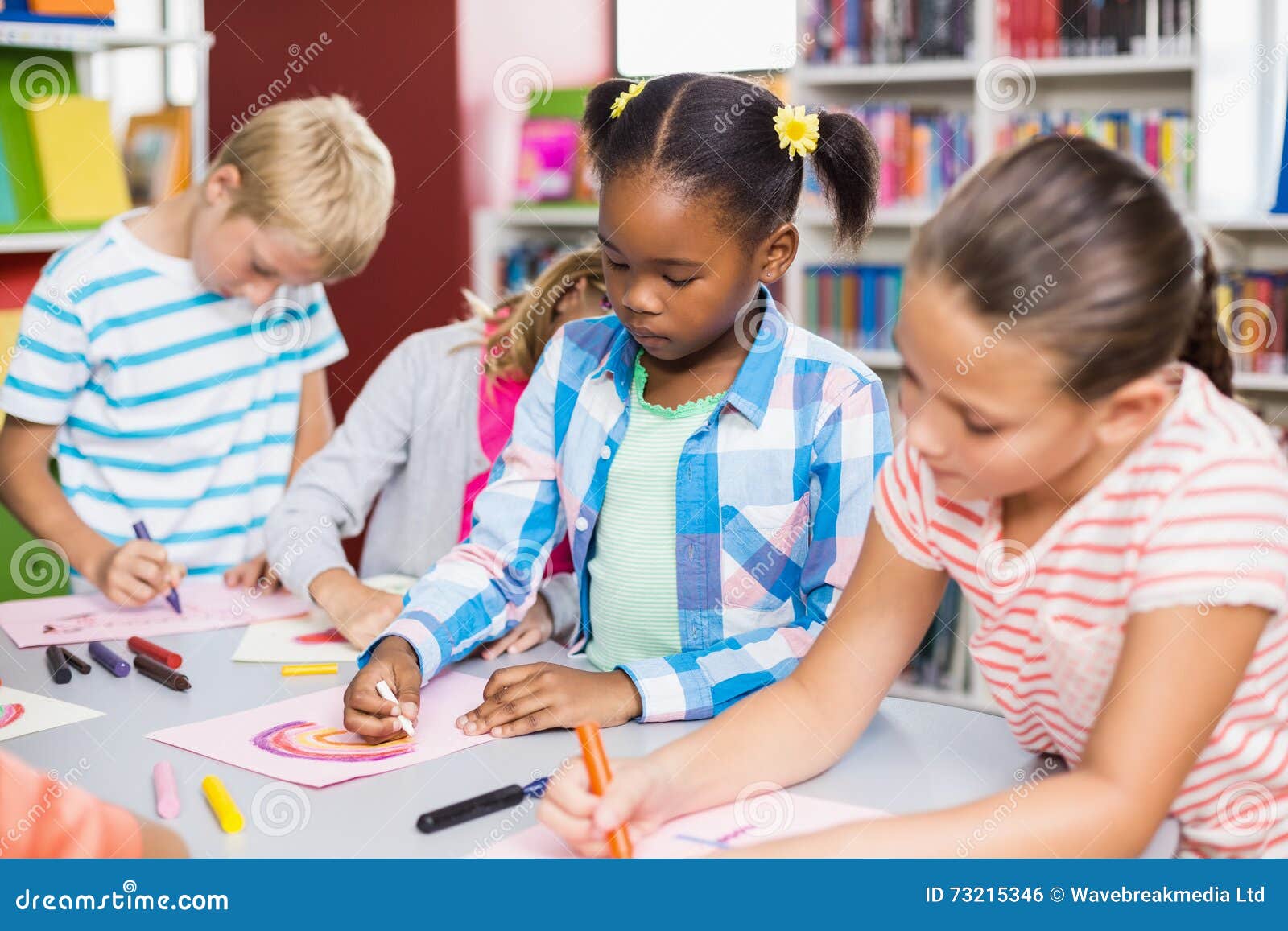 Kids drawing in paper stock photo. Image of girl, learn - 73215346