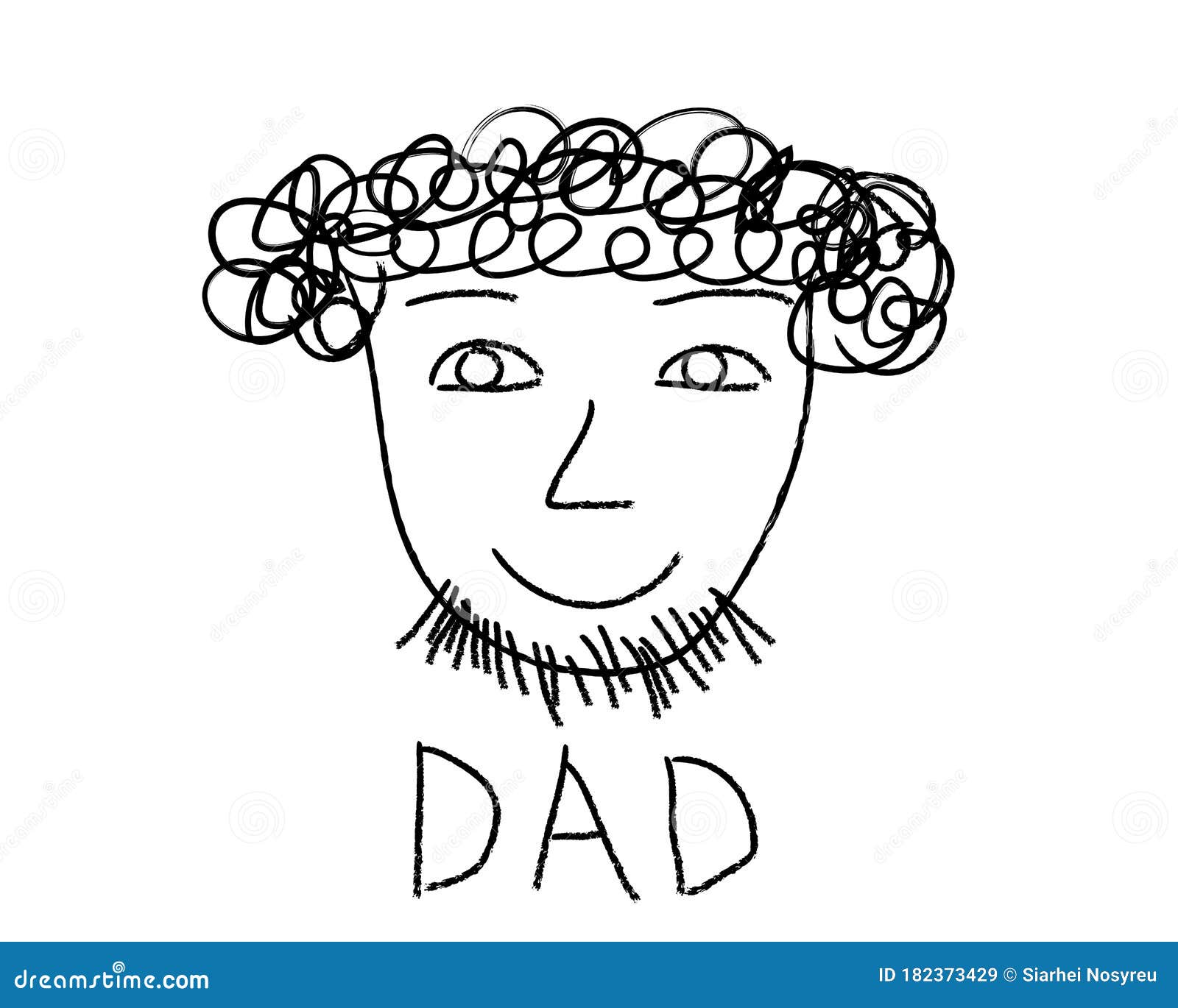 Kids Drawing, Portrait of Father. Vector Illustration Stock Vector ...
