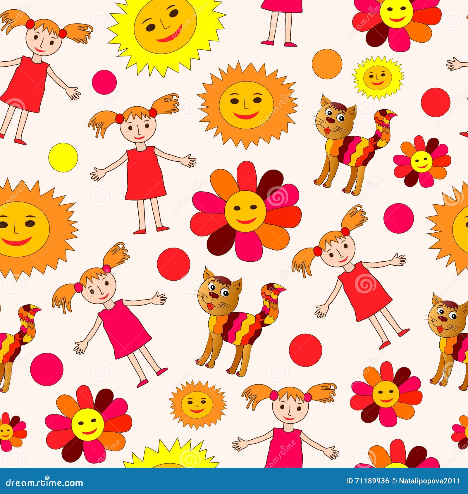 Kids Drawing Seamless Pattern Stock Vector - Illustration of girl ...