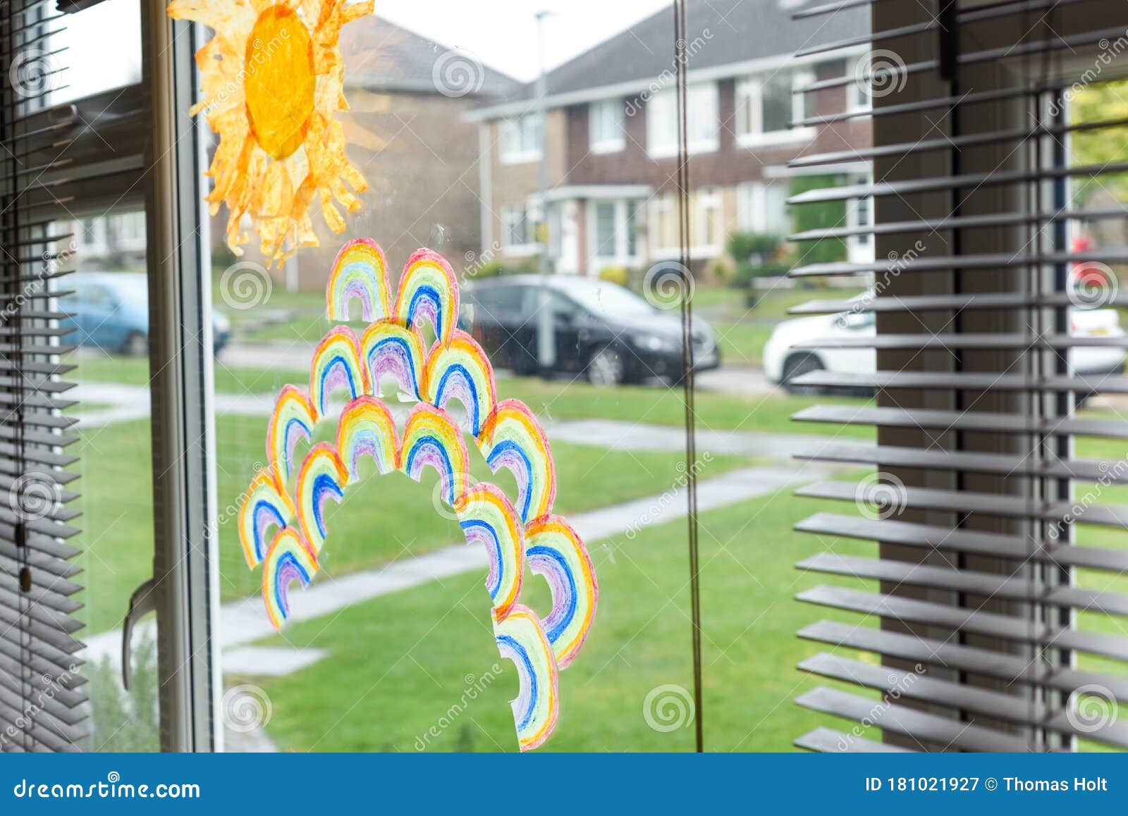 Kids Drawings of Rainbows in a Window during Covid-19 Lockdown in Uk ...