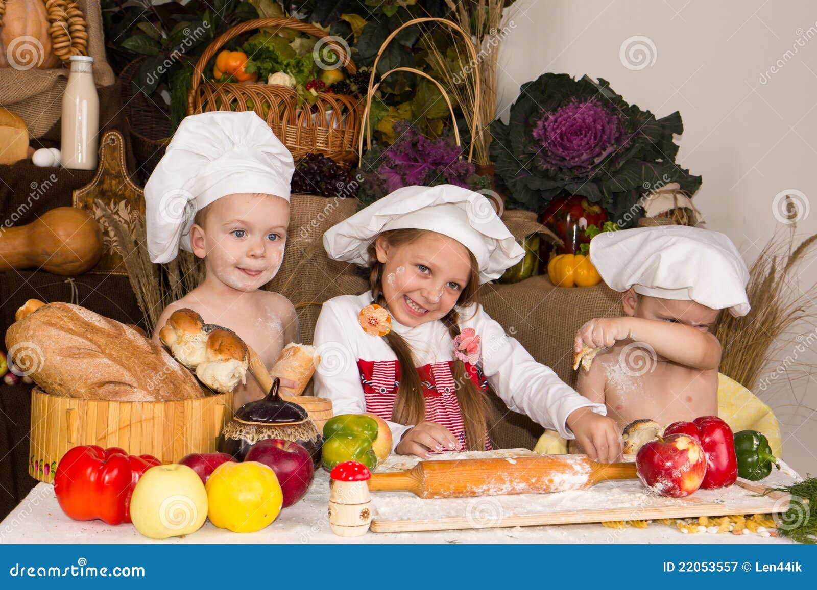 Kids Dressed As Chefs Cooking Stock Image - Image of cook, interior ...