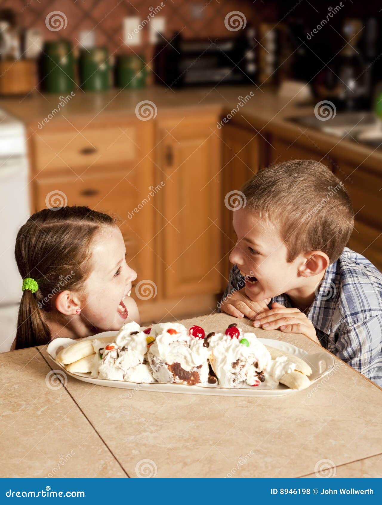 Kids eager for ice cream stock photo. Image of sibling - 8946198