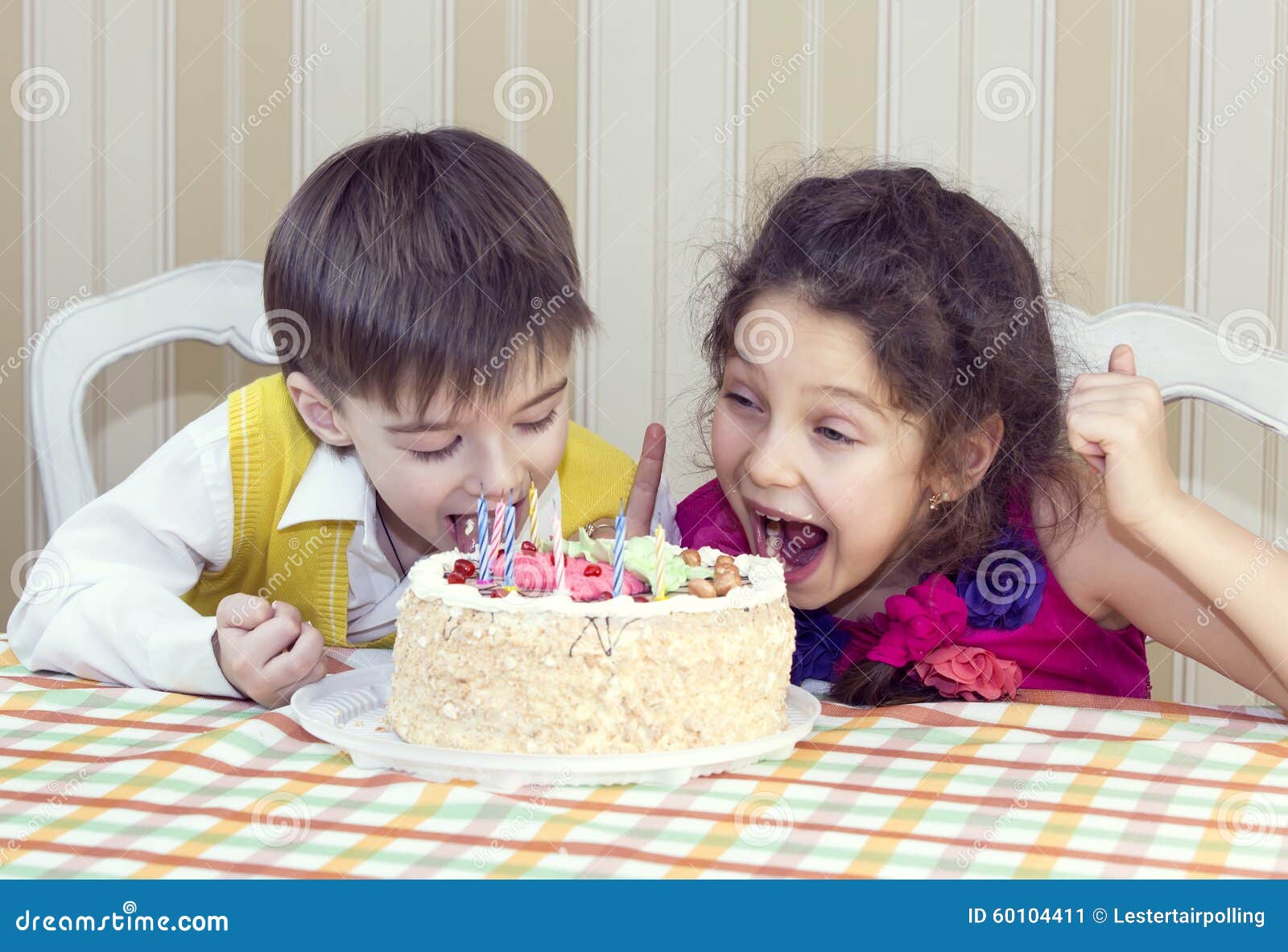 Kids eat cake stock image. Image of happiness, girl, kids - 60104411