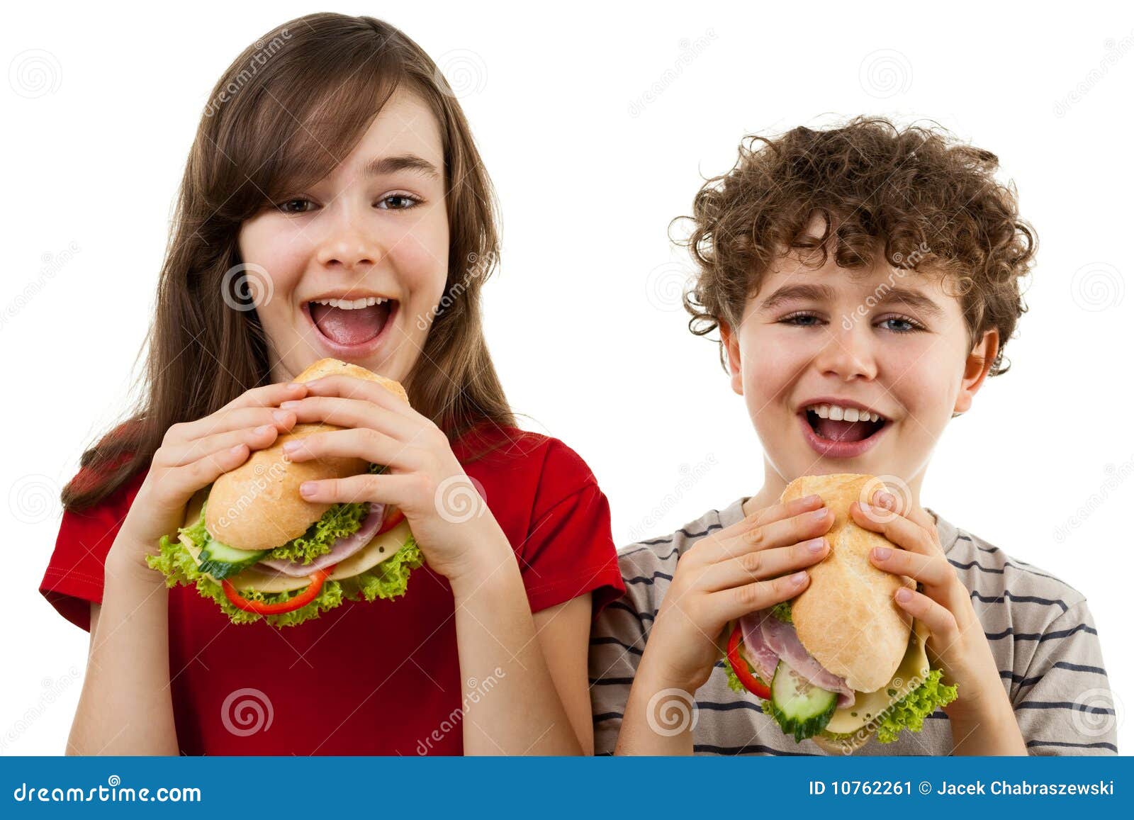 Kids Eating Healthy Sandwiches Stock Image - Image of hungry, happy ...