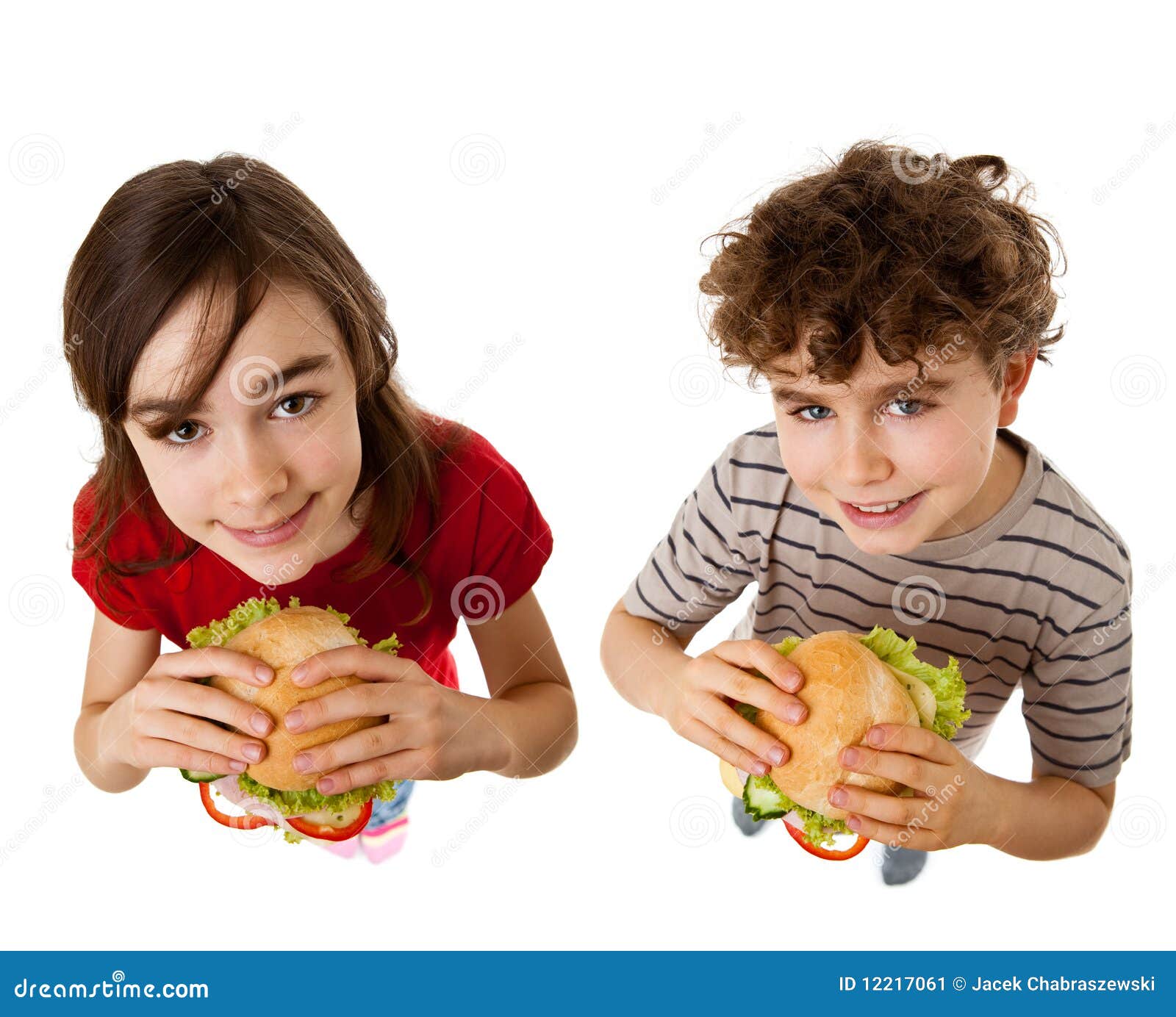 Kids Eating Healthy Sandwiches Stock Image - Image of isolated, angle ...