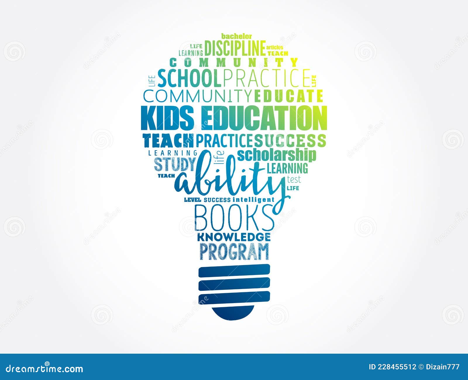 Kids Education Light Bulb Word Cloud Collage, Education Concept ...
