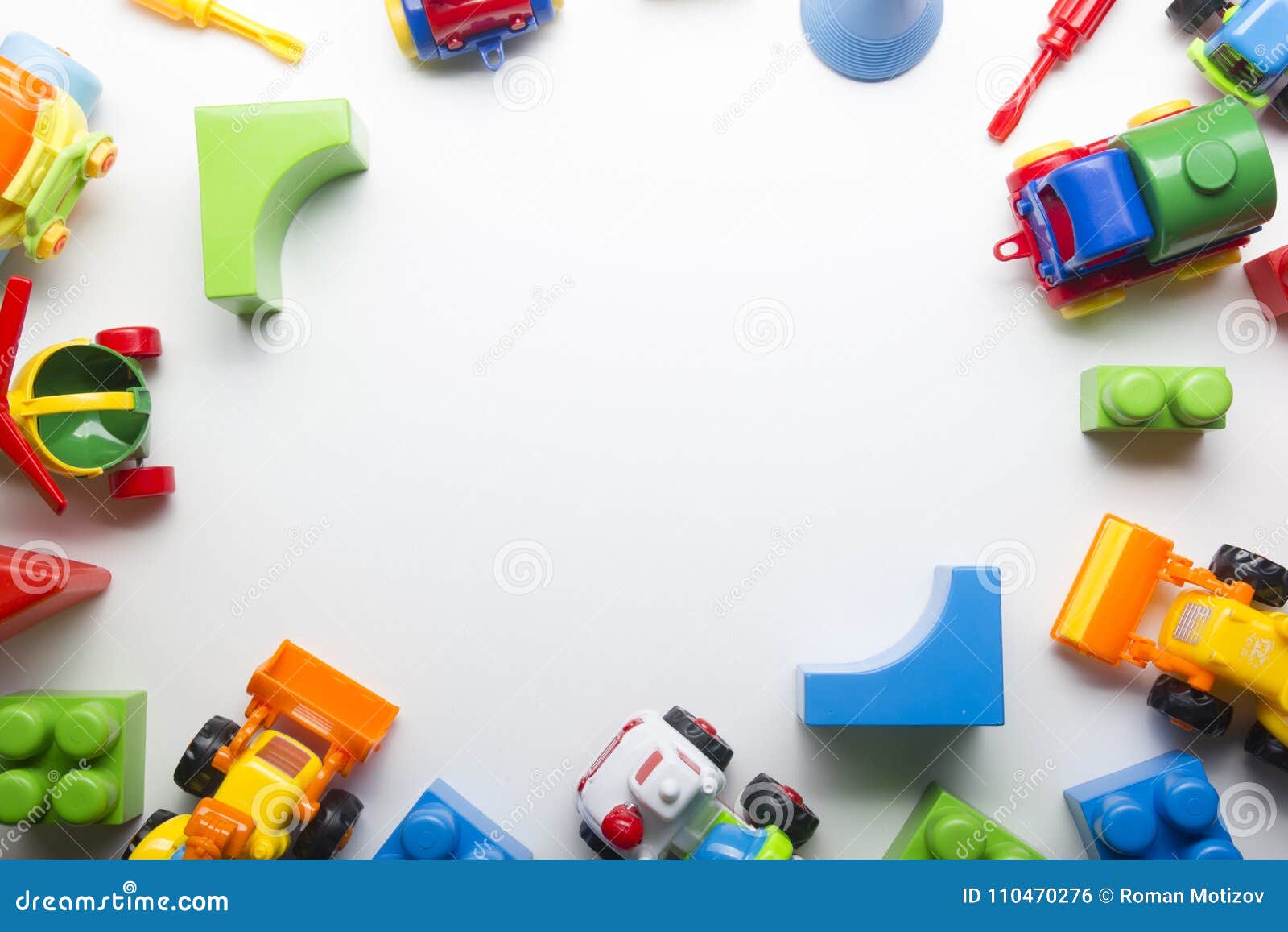 Kids Educational Developing Toys Frame on White Background. Top View ...