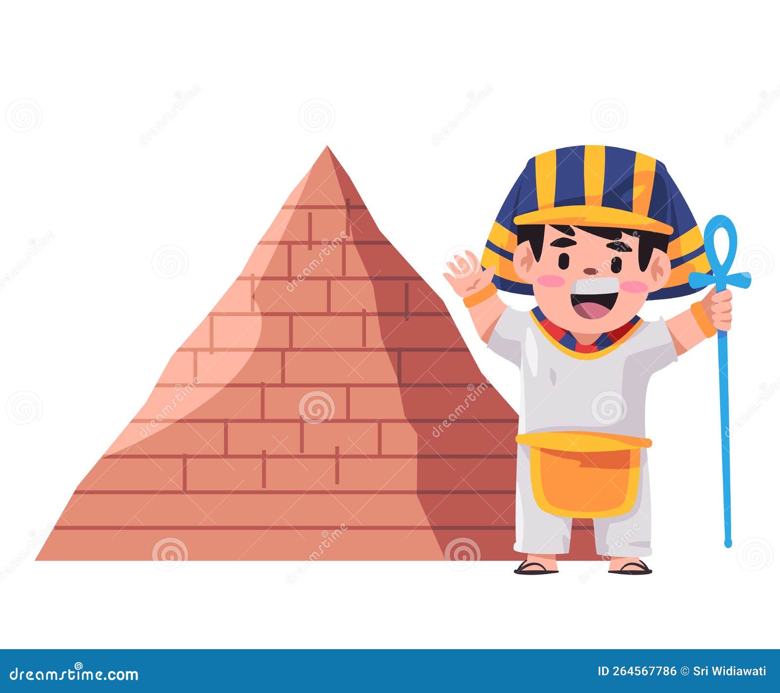 Kids in Egypt Pharaoh King Pose in Front of Pyramid Drawing ...